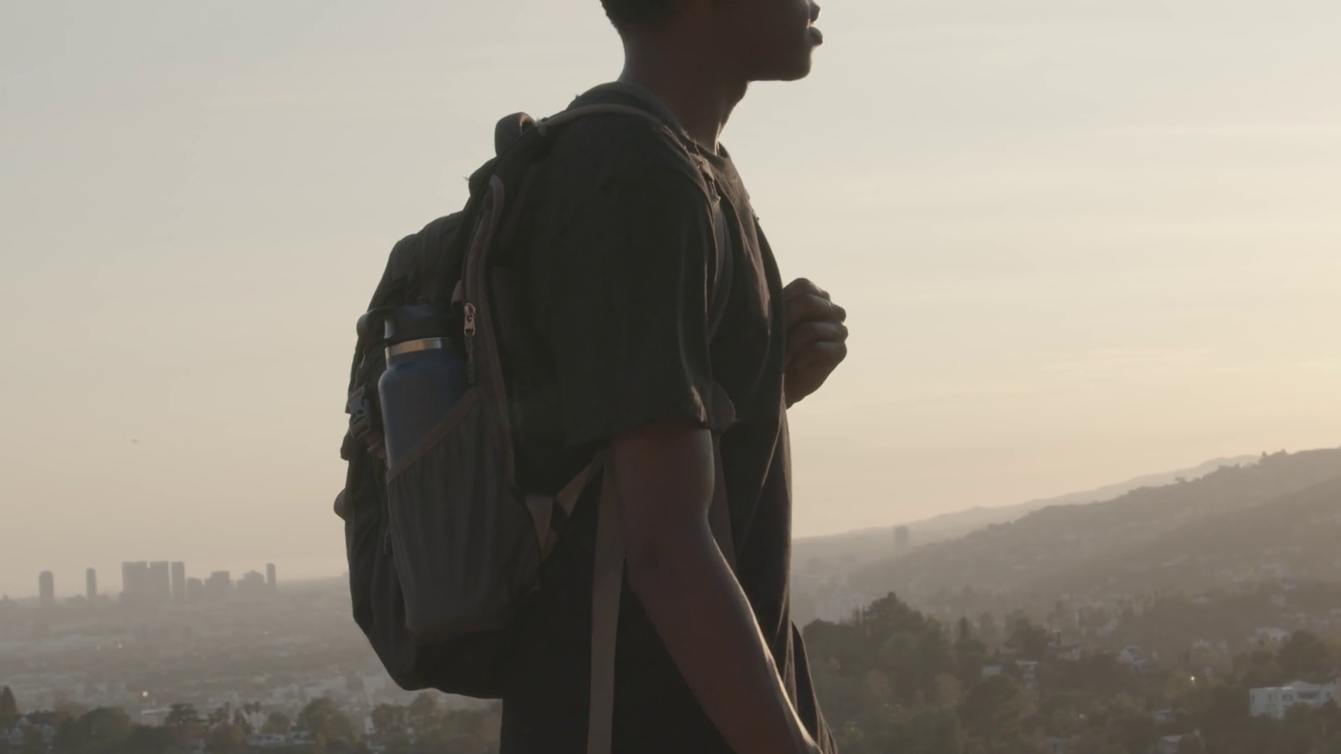 A Black Man With Backpack Is Enjoying Hike Stock Footage SBV-347184968 ...
