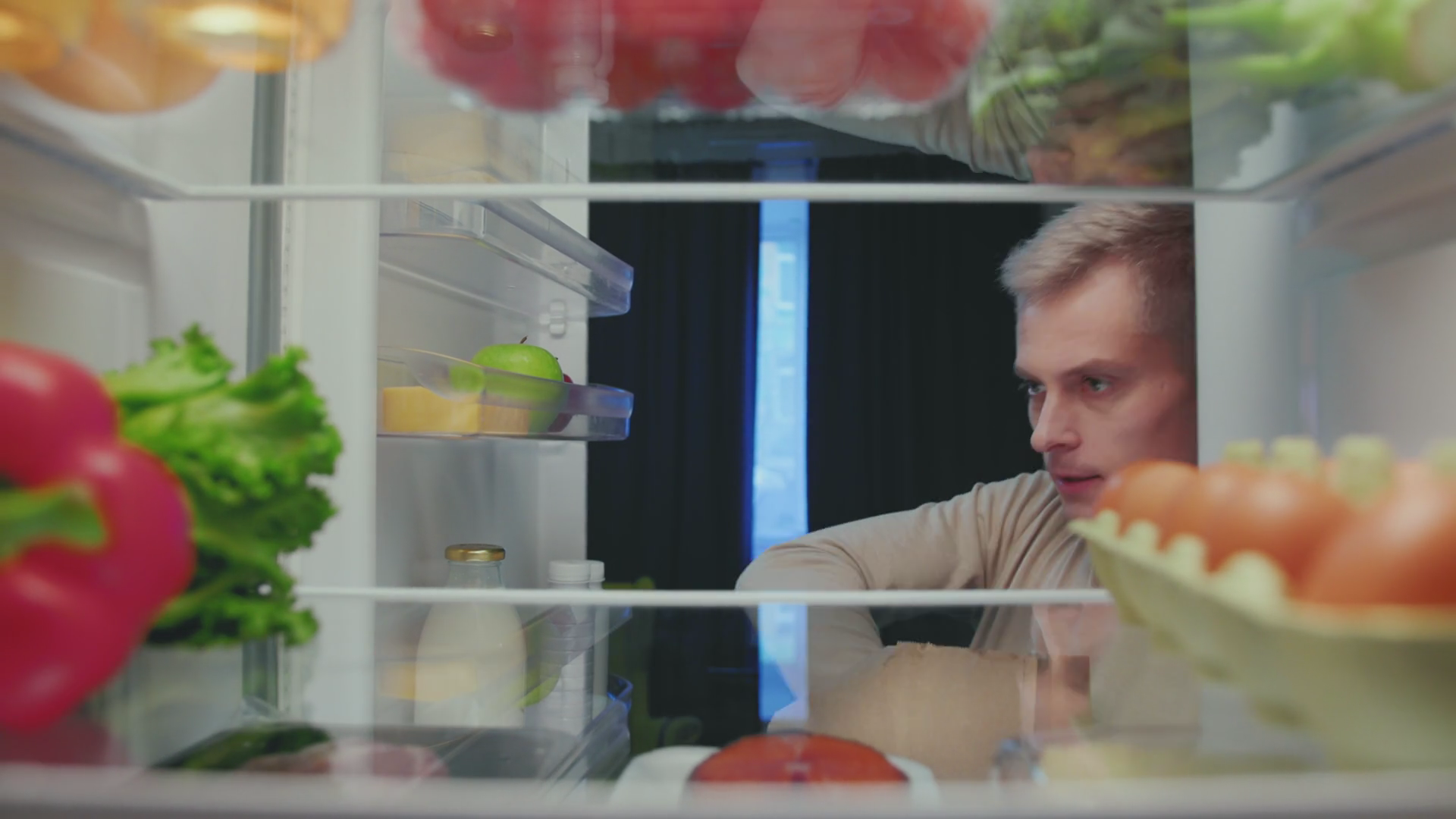 Man Opening Fridge Door Putting Food Stock Footage SBV-351929557 ...