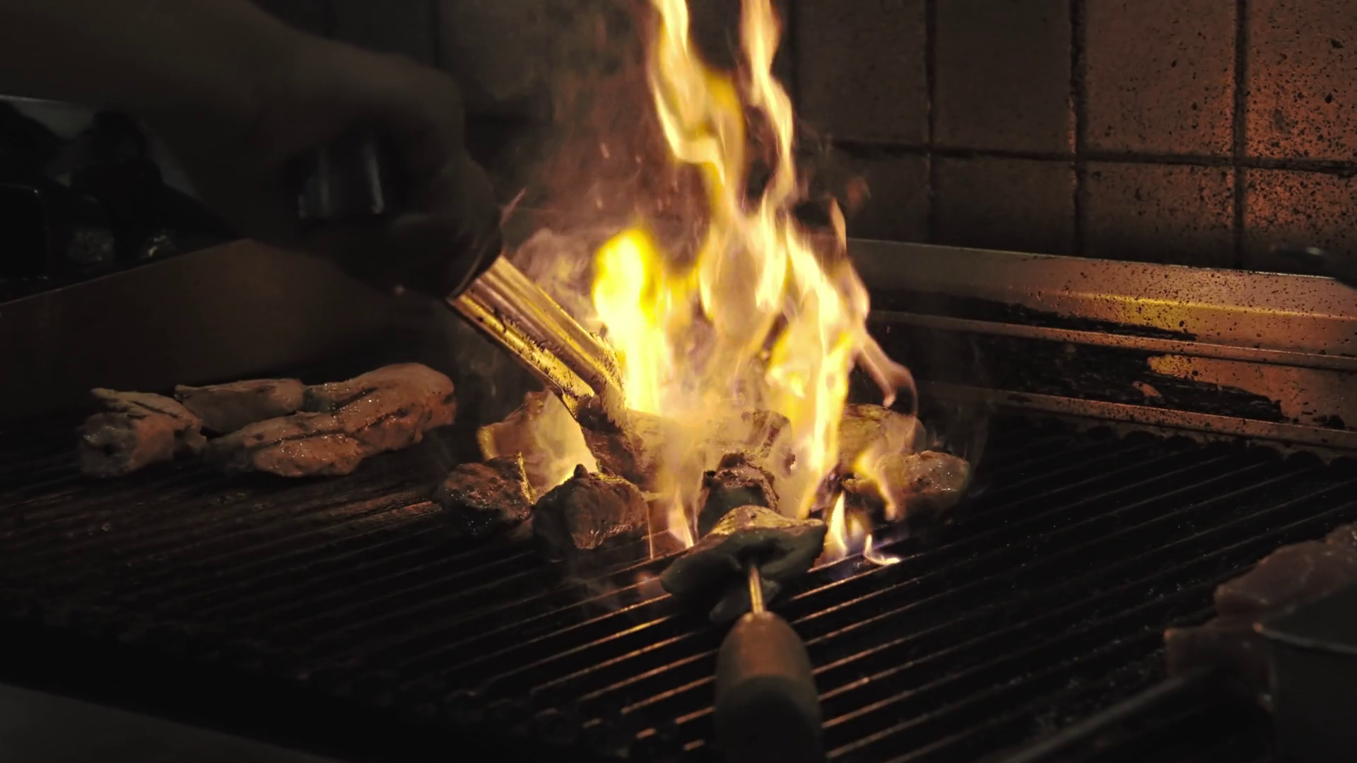 Chef Cooking Chicken Meat In Kitchen Grill Stock Footage SBV-348650588 ...