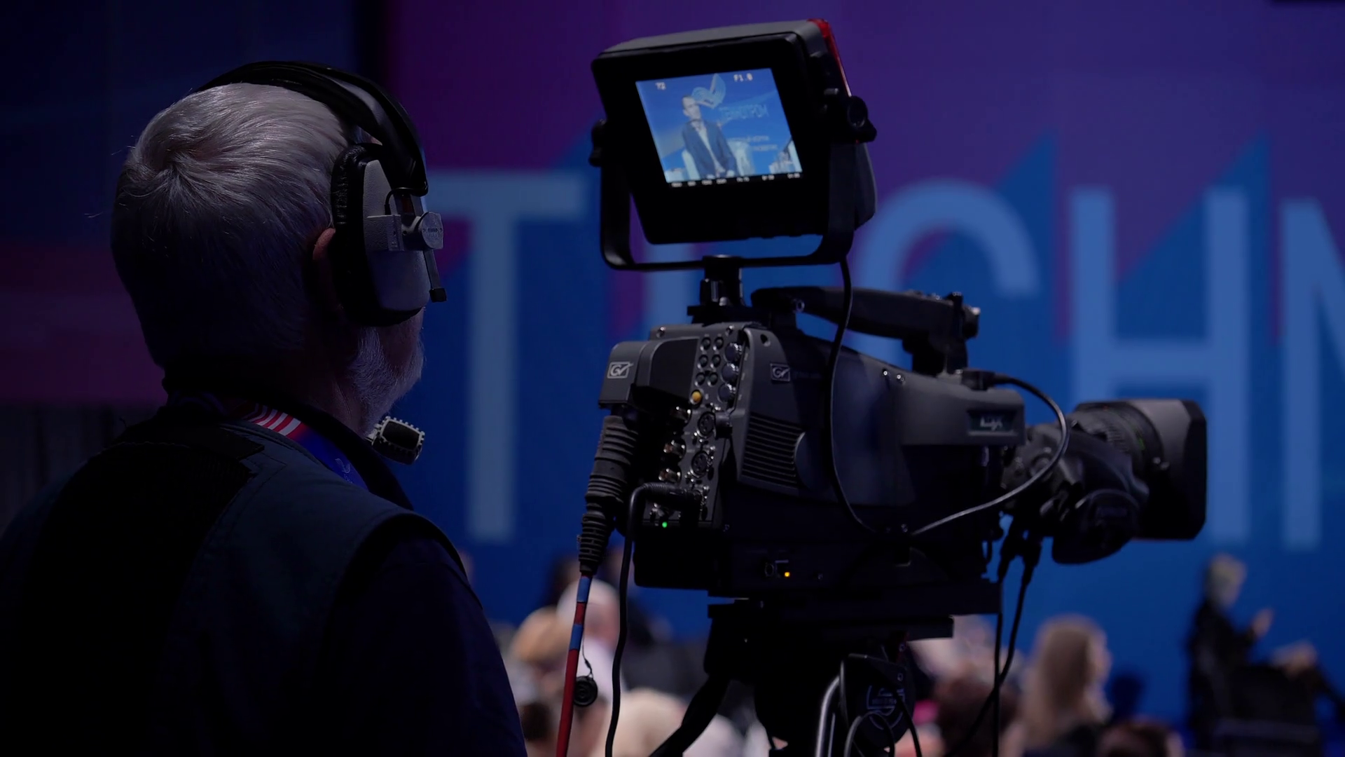 Video Operator Standing Behind Of Camera Stock Footage SBV-348671910 ...