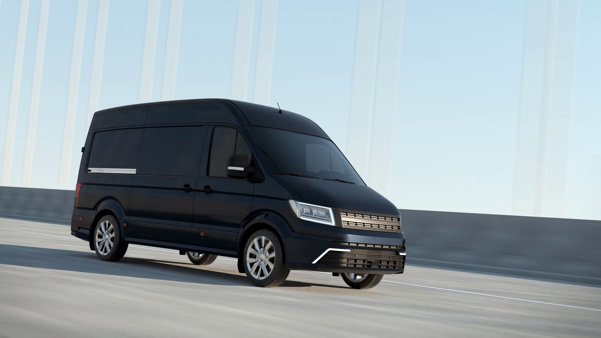 Modern Black Delivery Van Driving Through On Stock Motion Graphics SBV ...