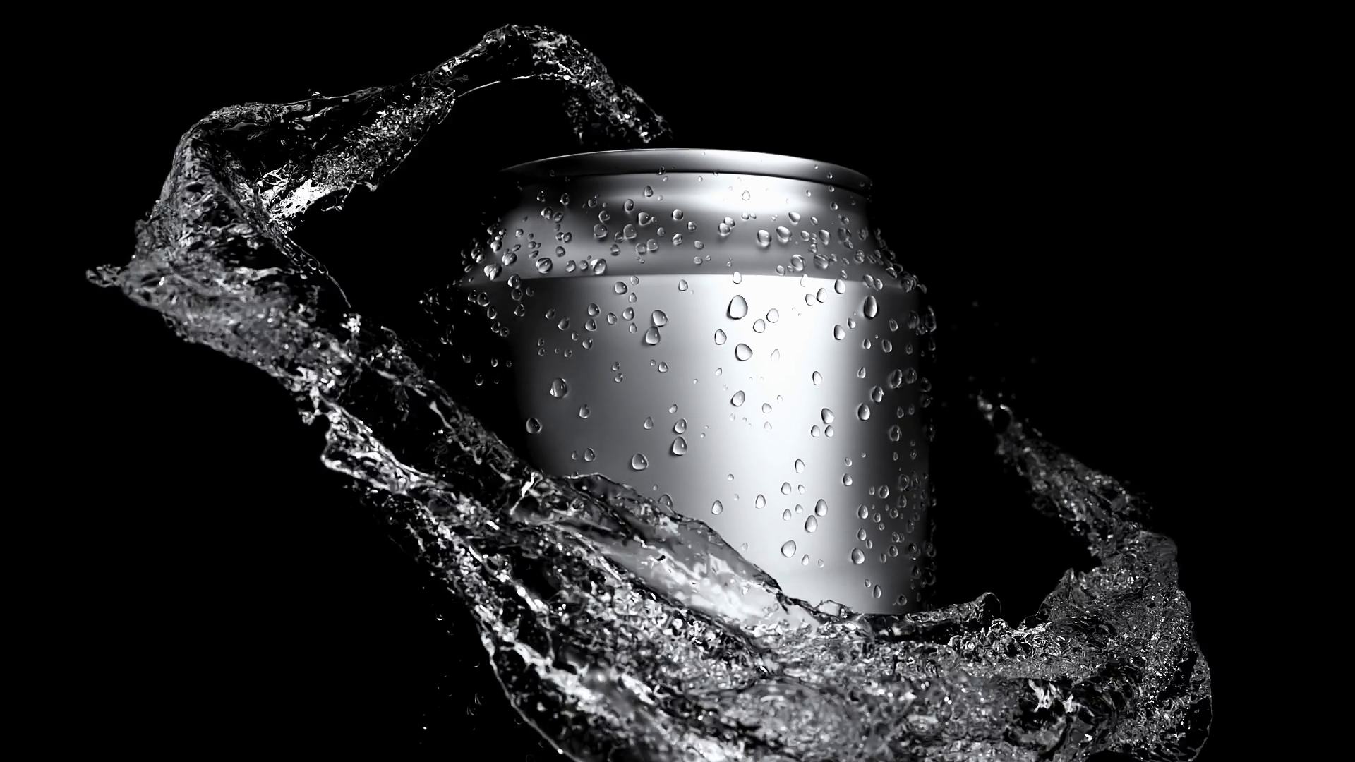 Pure Water Flow To Soda Drink Can On Black Stock Motion Graphics SBV ...