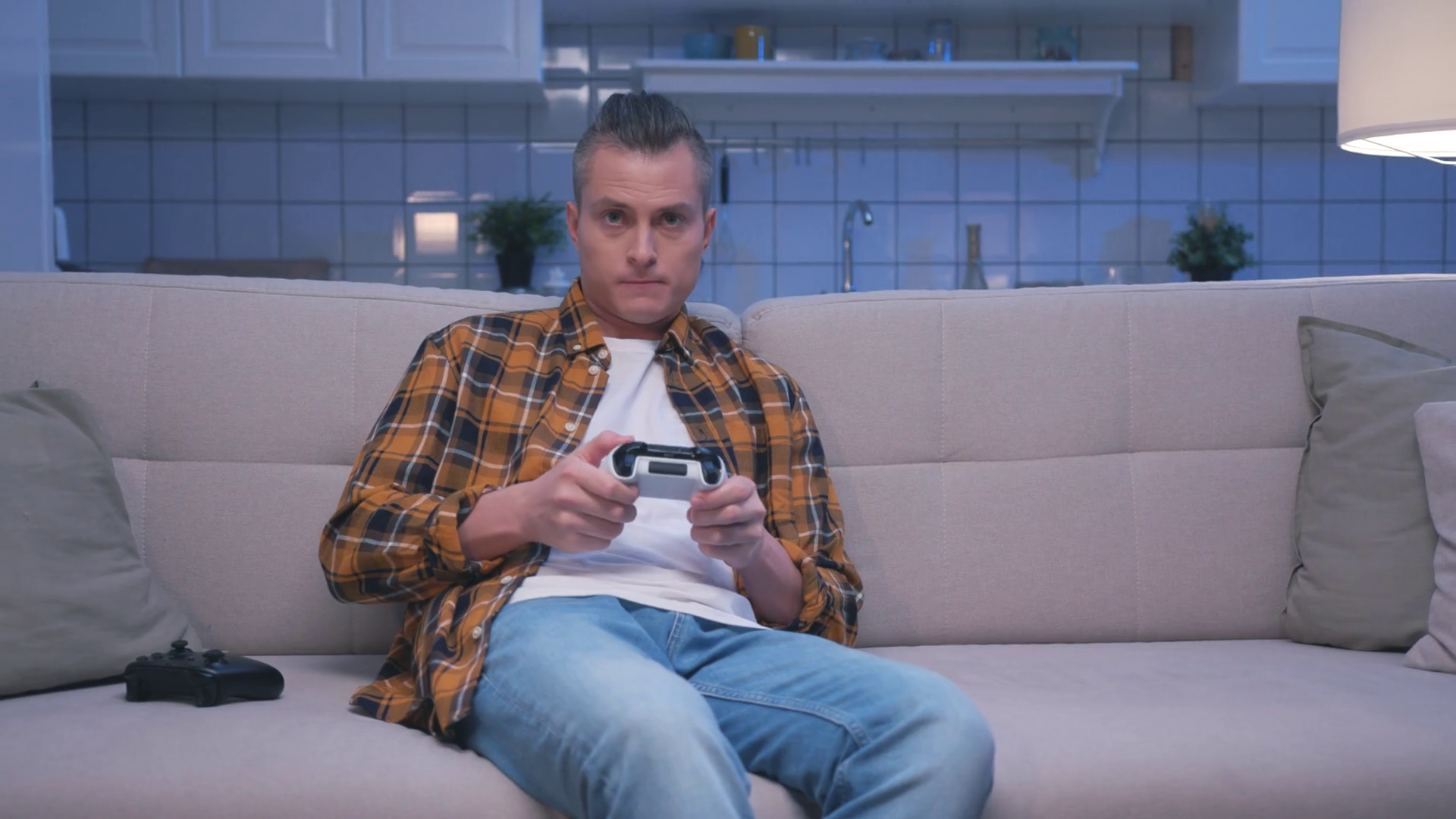 One Man Playing Video Game On Pc Using Stock Footage SBV-348639823 ...