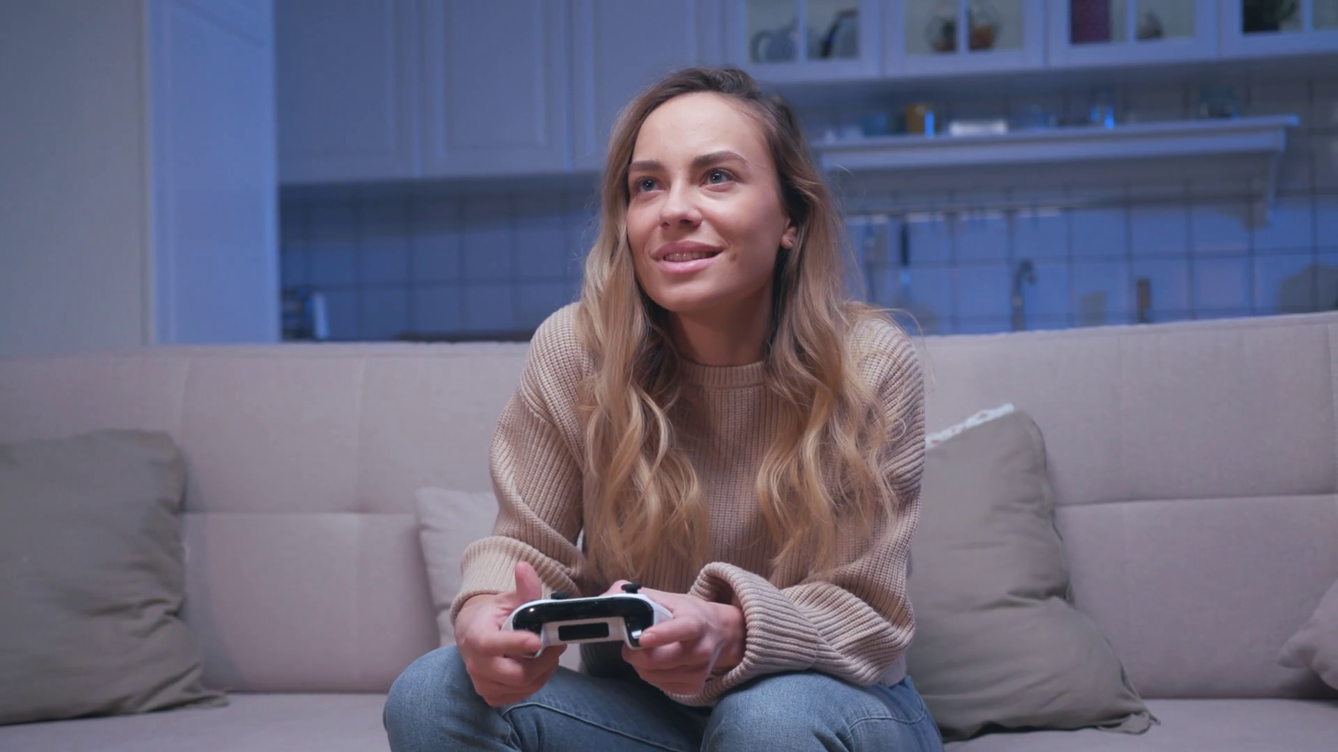 Portrait Of Young Beautiful Gamer Girl Stock Footage SBV-348834361 ...