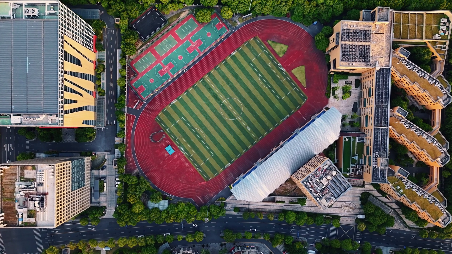 Aerial Top Down View Of Sports Field Stock Footage SBV-352140583 ...