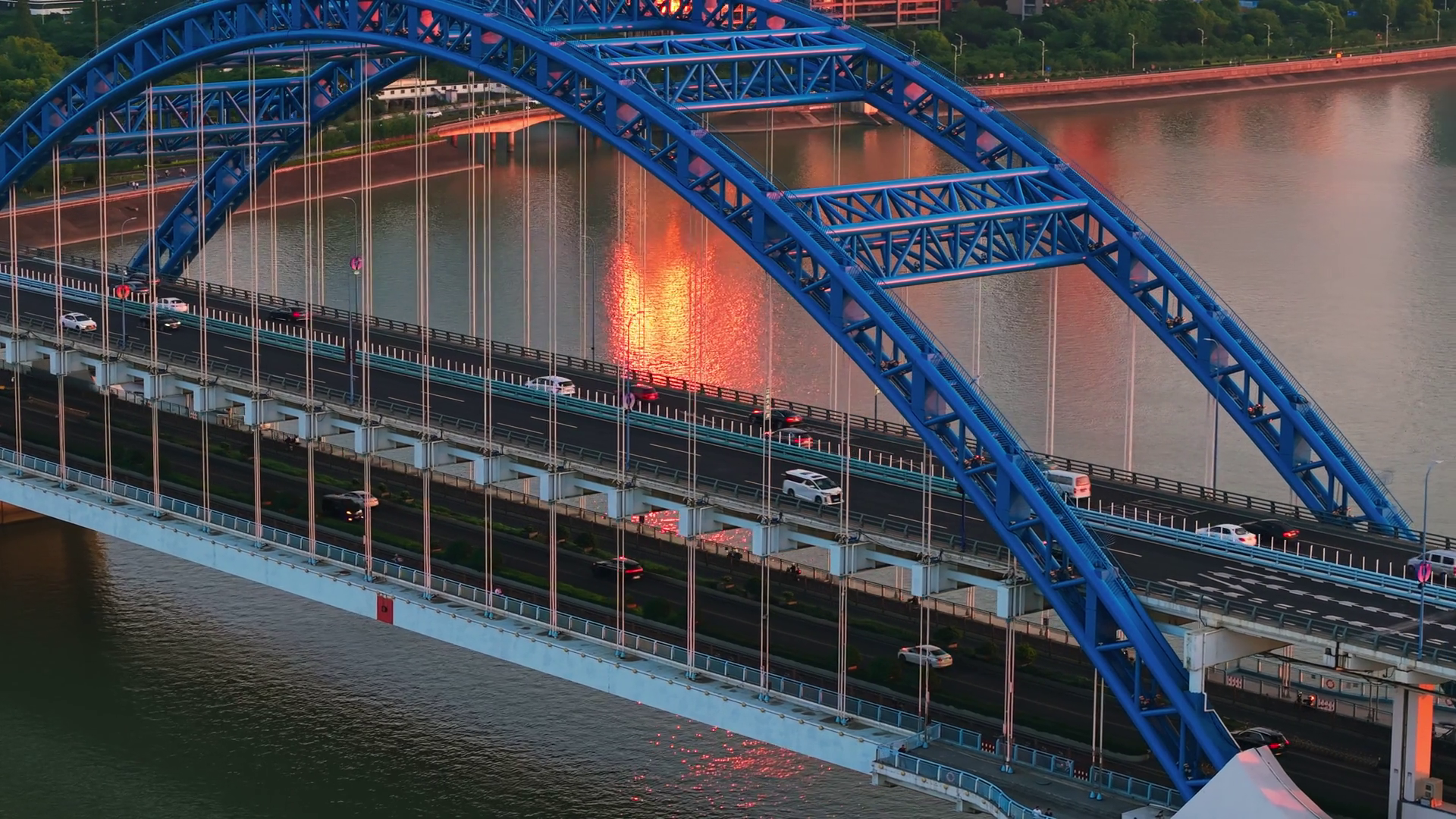 Aerial View Of Bustling Bridge With Traffic Stock Footage SBV-352203671 ...