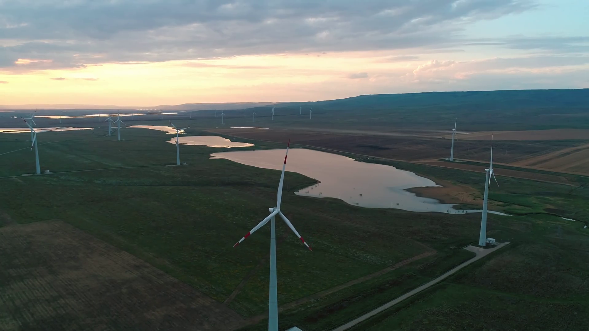 Aerial View Of Windmills Farm In Fields Stock Footage SBV-348733703 ...