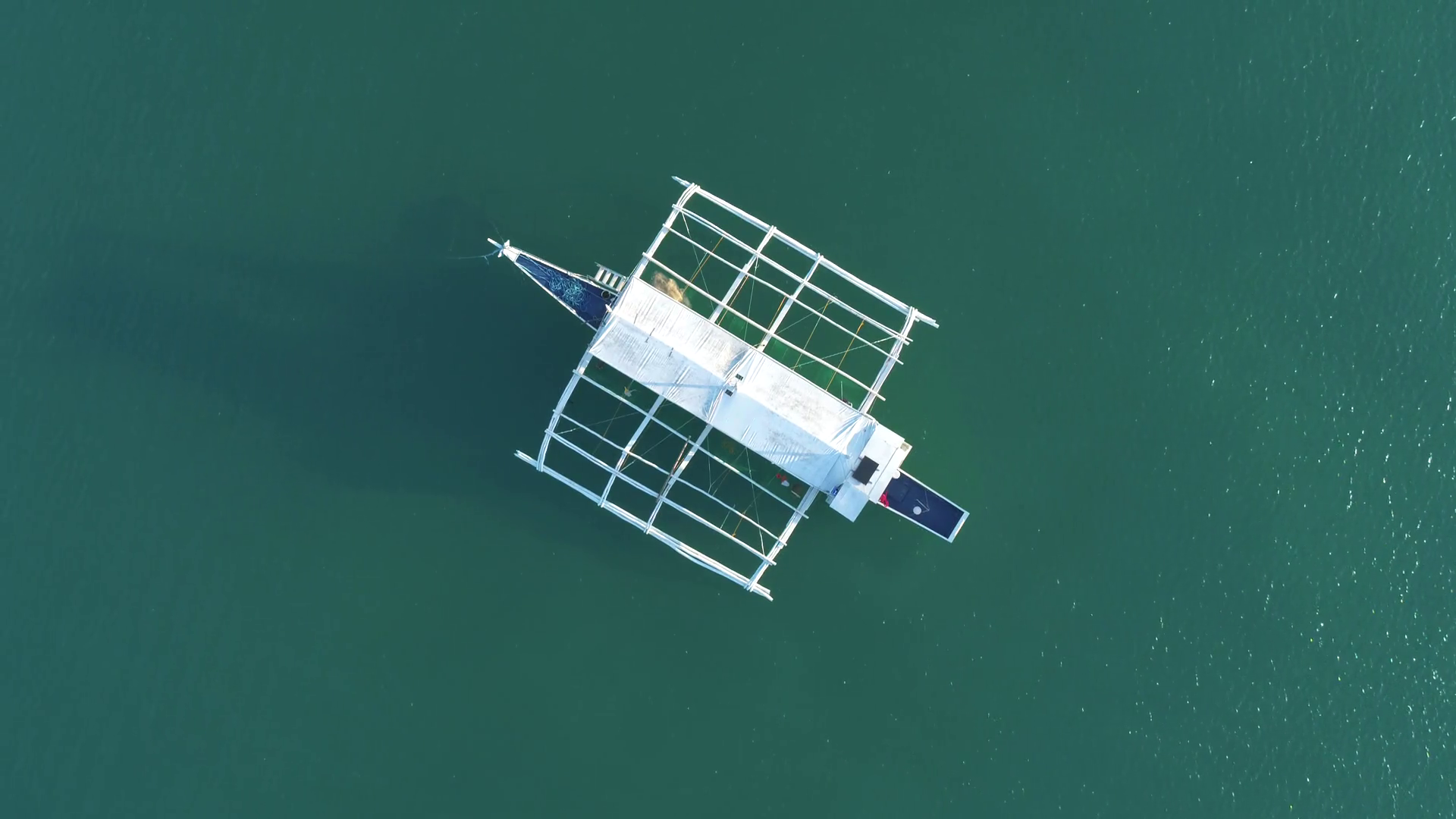 Aerial Drone View Of Boat In Bay With Clear Stock Footage SBV-348866243 ...