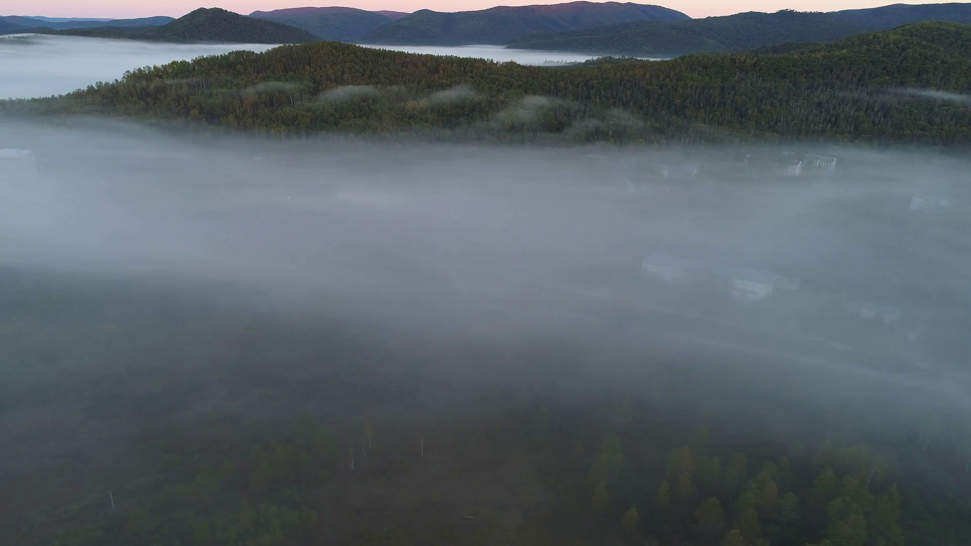 Aerial Panoramic Landscape Fog Covers Little Stock Footage SBV ...