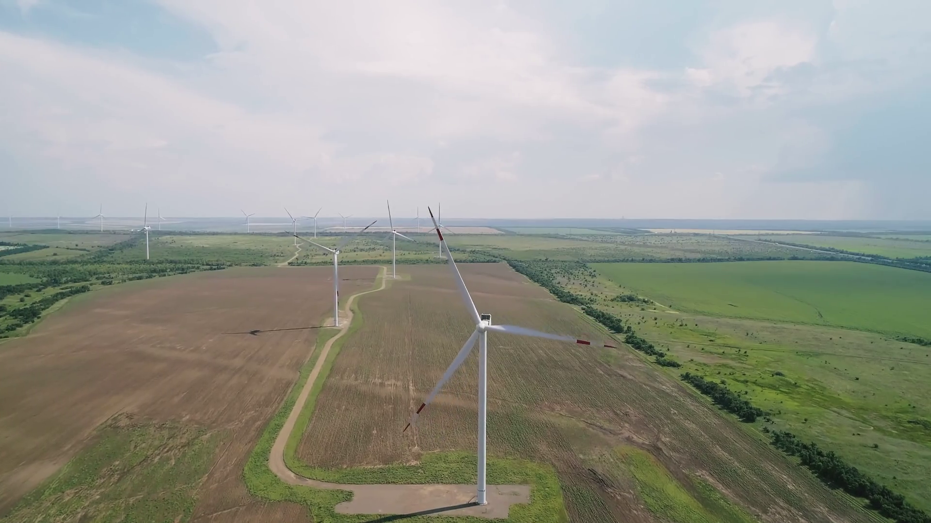 Aerial View Of Windmills Farm In Fields Stock Footage SBV-347653092 ...