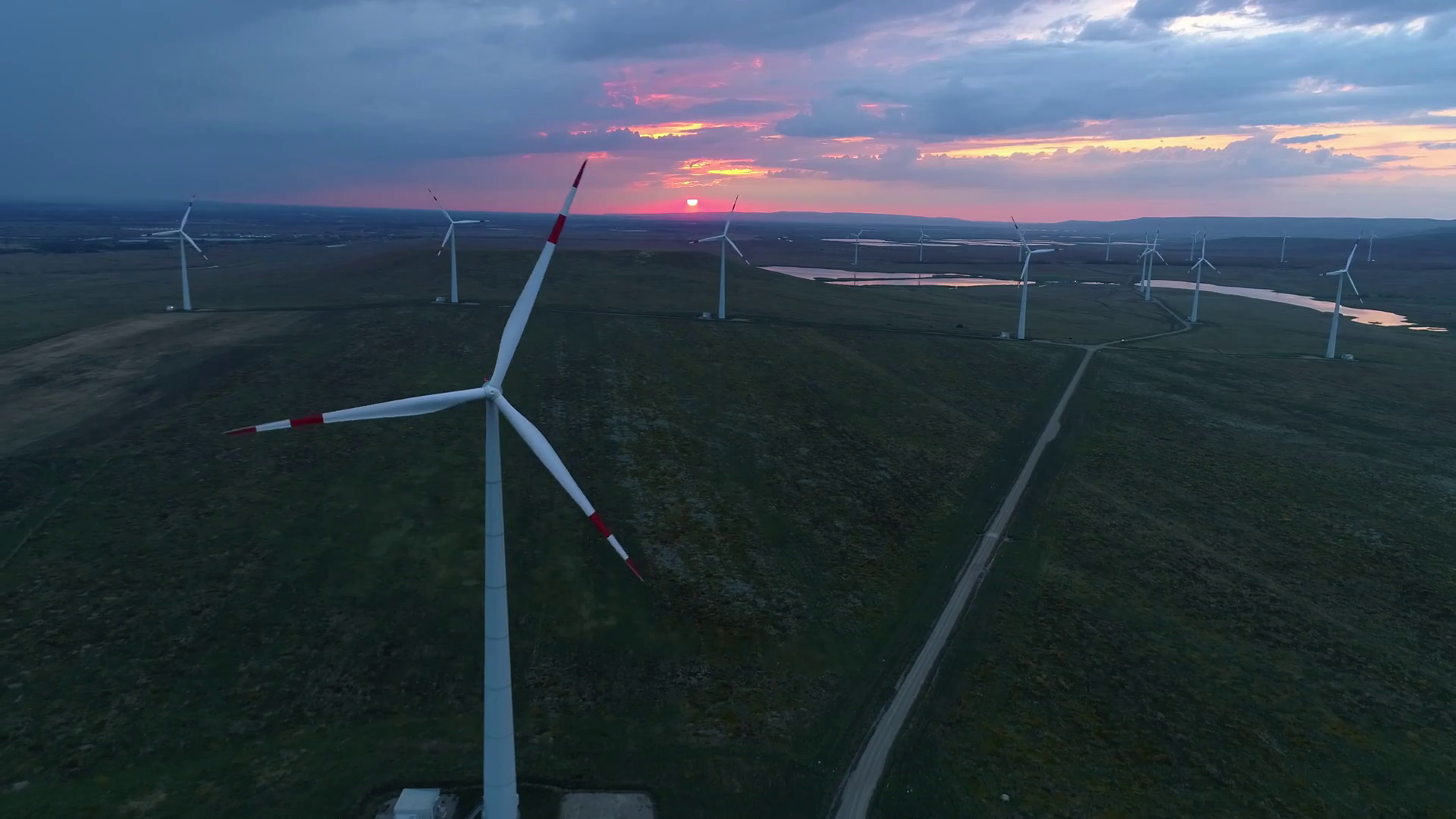 Aerial View Of Windmills Farm In Fields Stock Footage SBV-348491758 ...