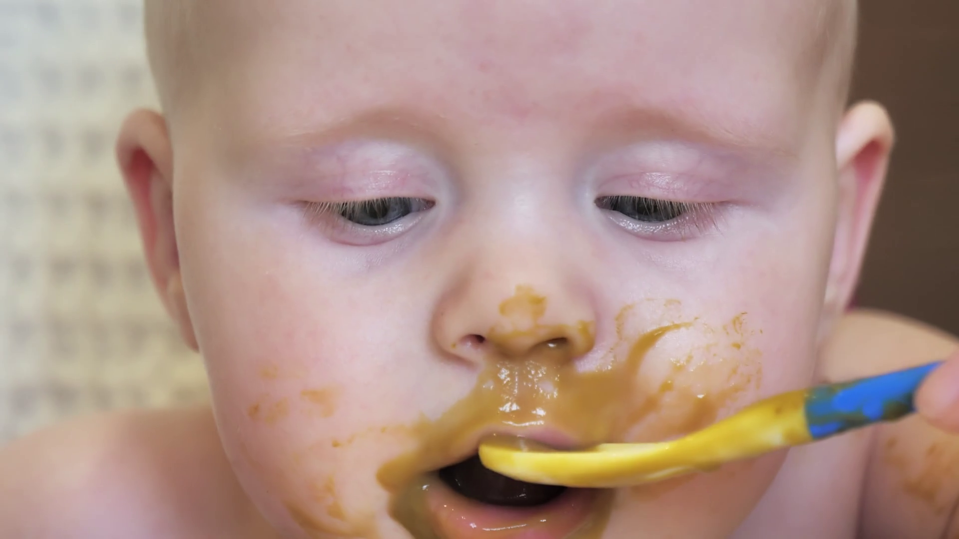 Mom Feeding Little Boy With Broccoli Puree Stock Footage SBV-347519926 ...