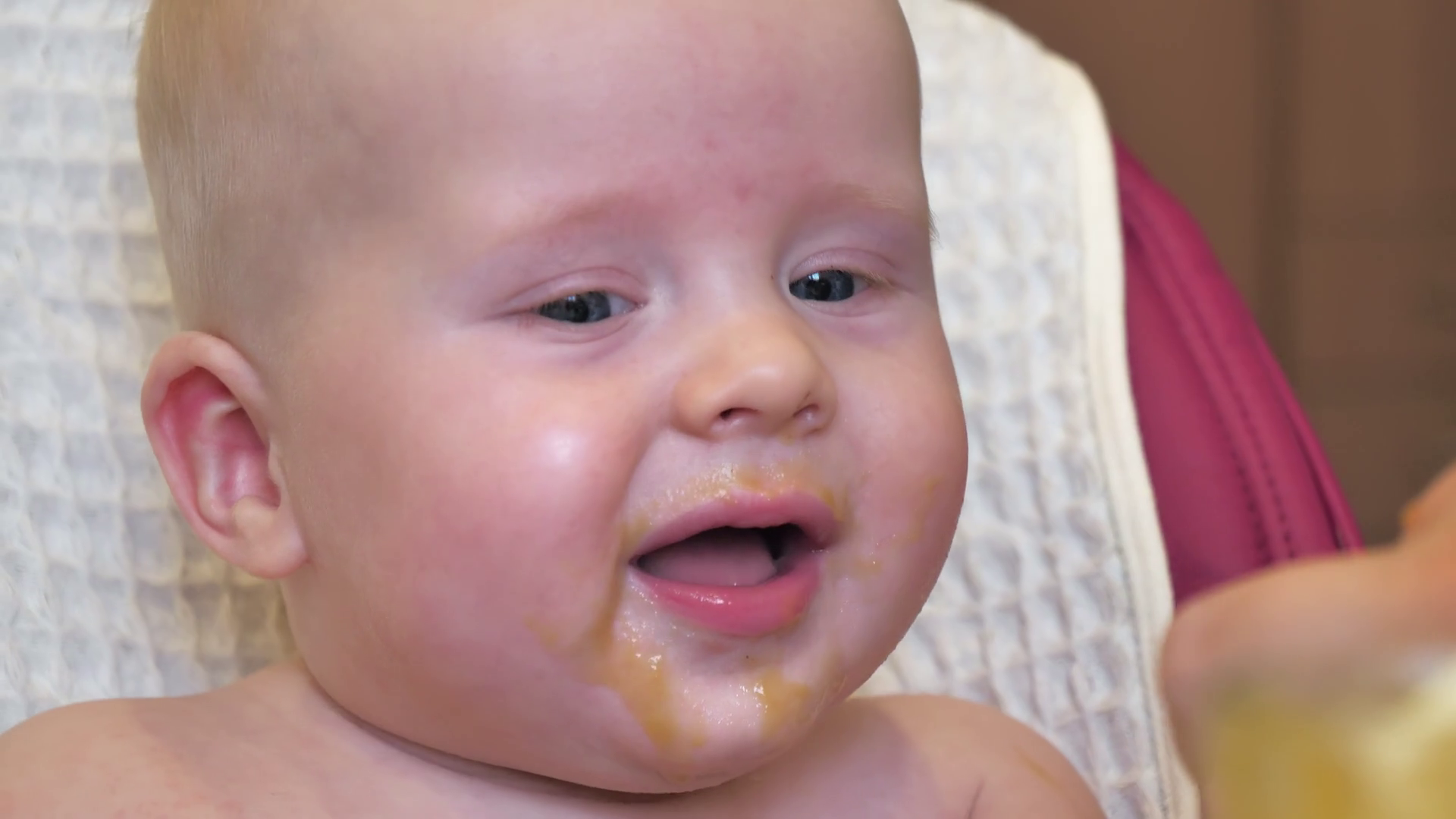 Mom Feeding Little Boy With Broccoli Puree Stock Footage SBV-347548538 ...