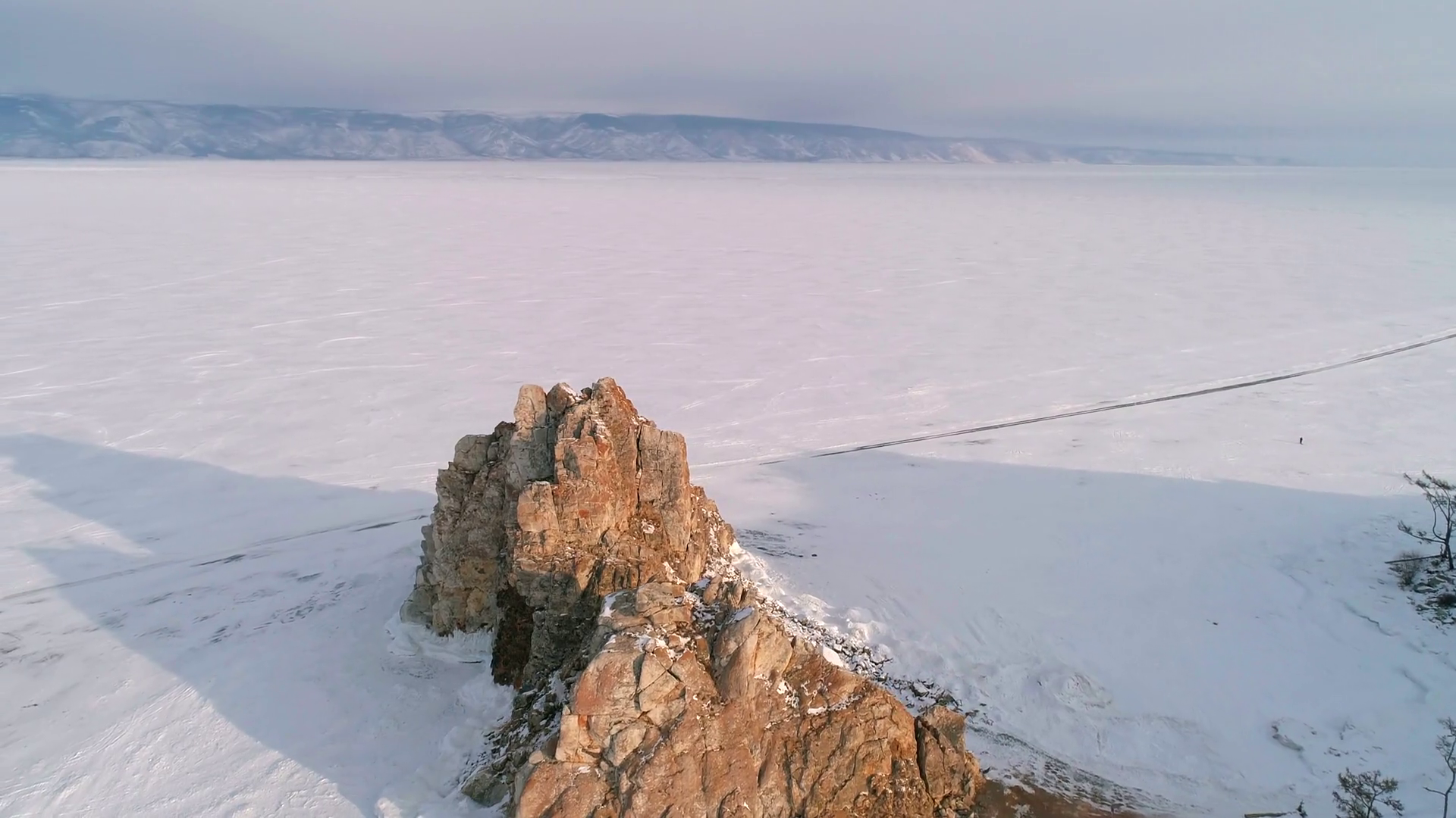 Aerial View On Shamanka Rock On Olkhon Stock Footage SBV-348707945 ...