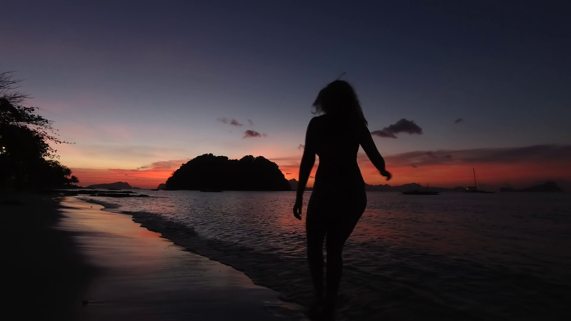 Silhouette Of Woman Spinning On Beach At Stock Footage SBV-338558858 ...