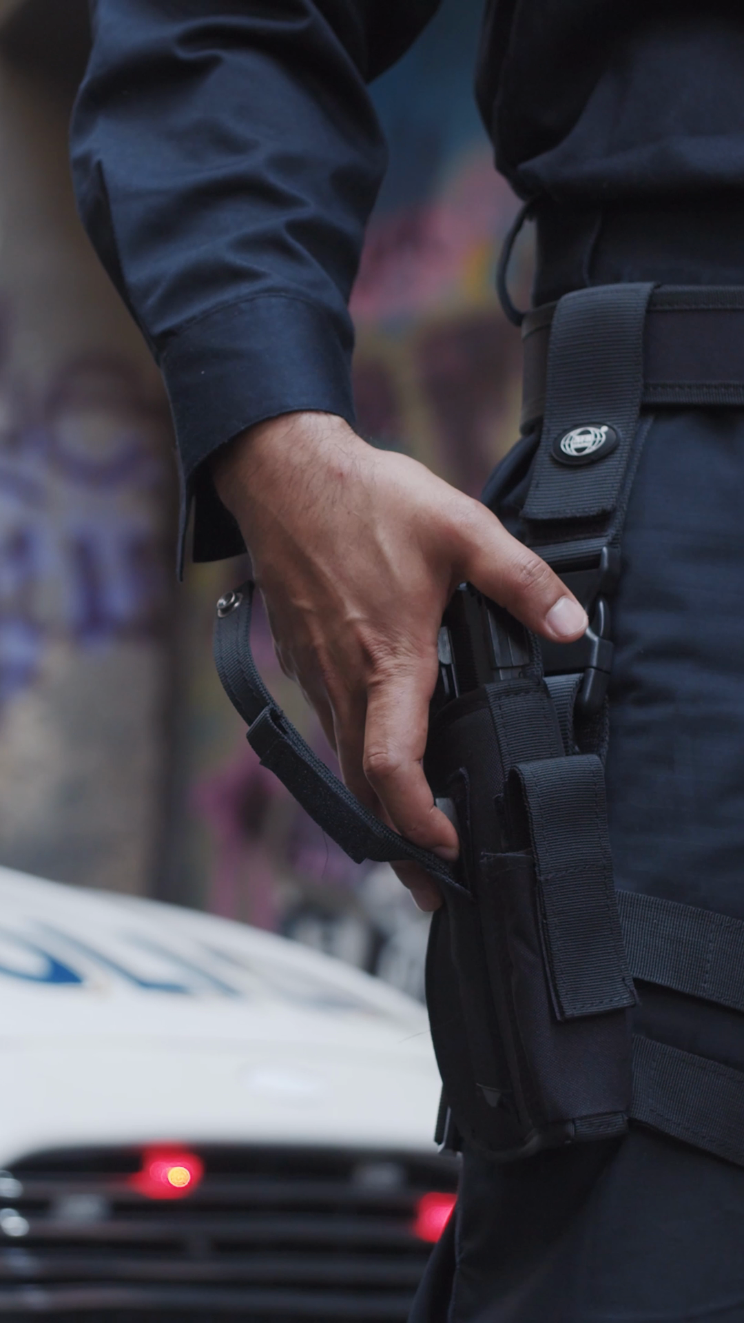 A Police Officer Armed With Firearm Is Stock Footage SBV-353076309 ...