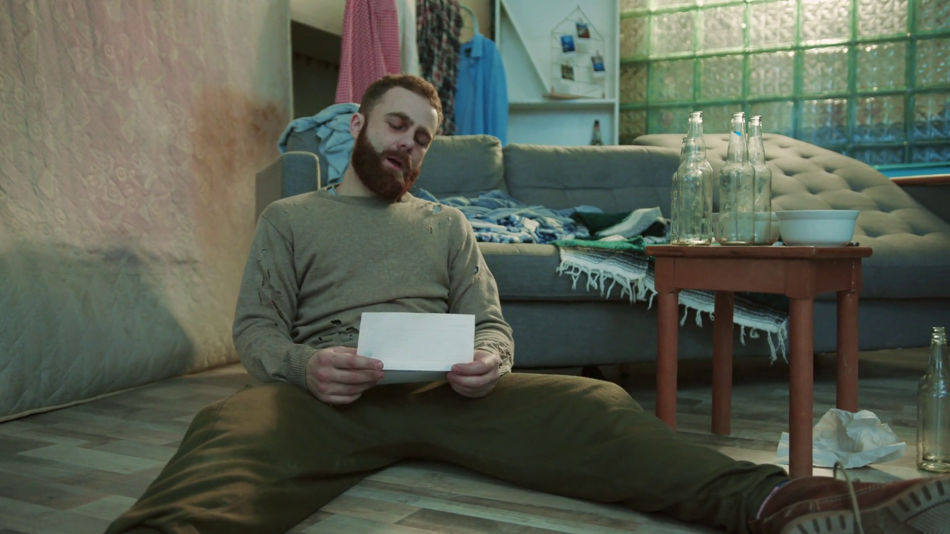 Poor Young Drunk Man Hold Documents Drink Stock Footage SBV-351846783 ...