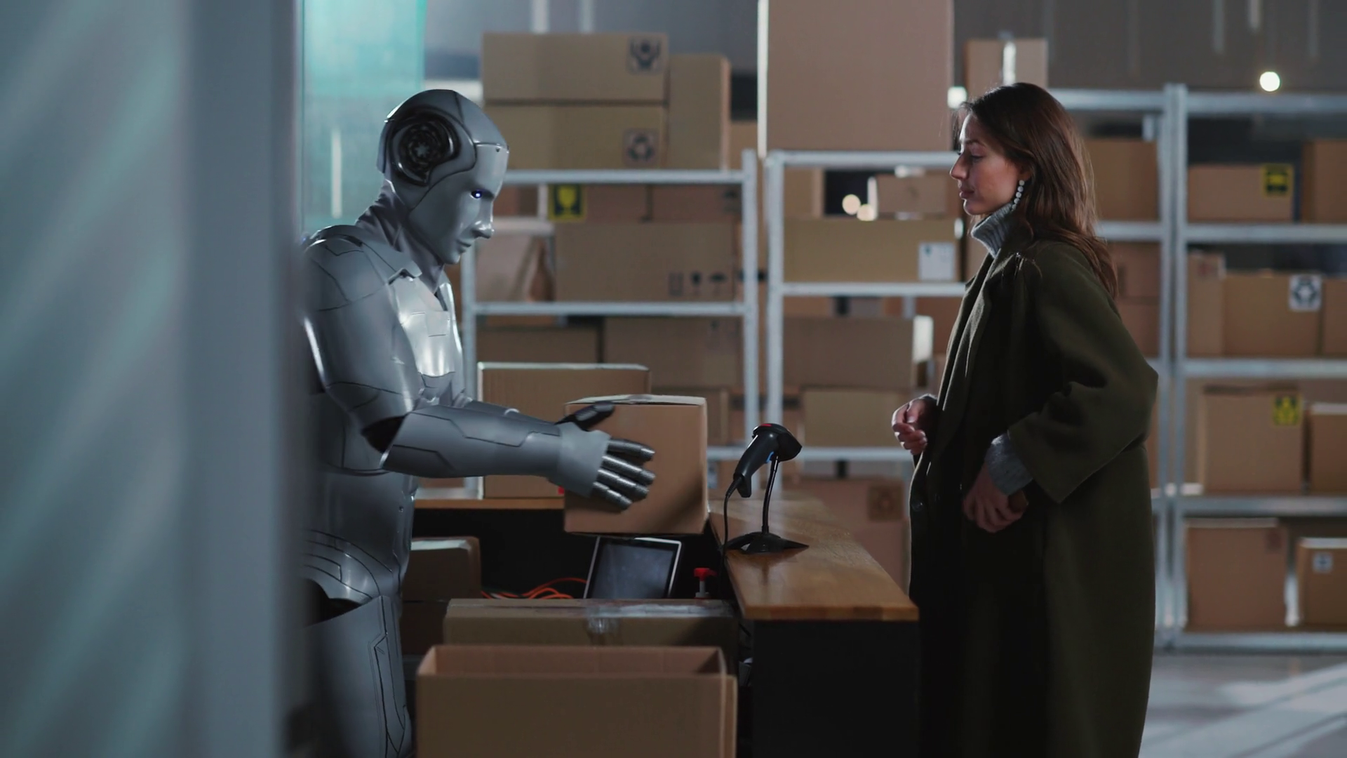 Robotic Ai Intelligent Cyborg Servicing Stock Footage SBV-351918124 ...