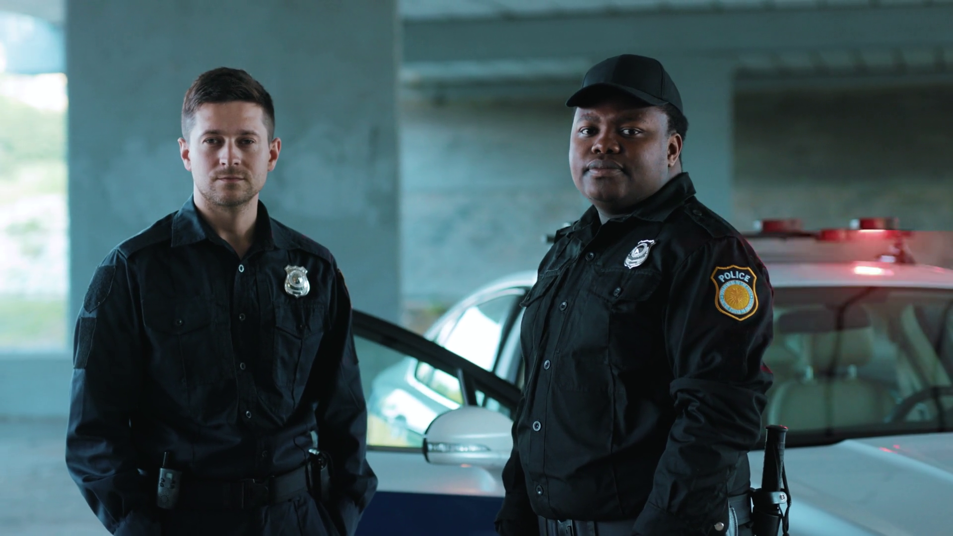 Two Handsome Young Man Cops Stand Near Stock Footage SBV-351961506 ...