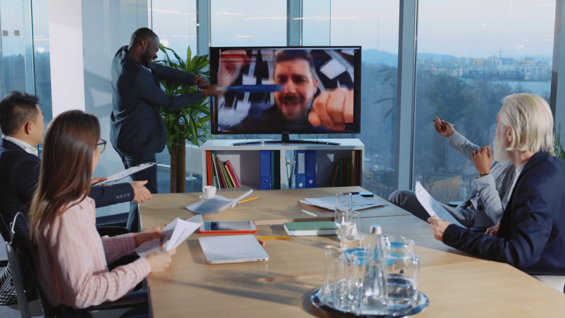 Angry Caucasian Boss Yelling At Colleagues Stock Footage SBV-351951234 ...