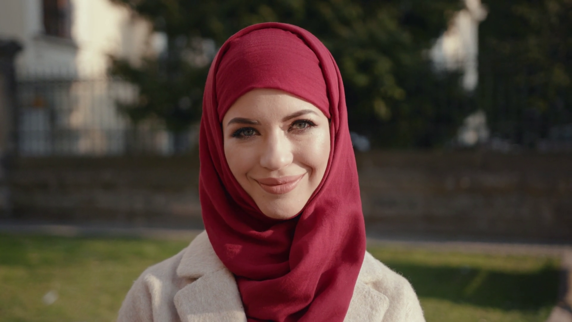 Pretty Arabic Muslim Girl In Red Hijab Stock Footage SBV-351961398 ...