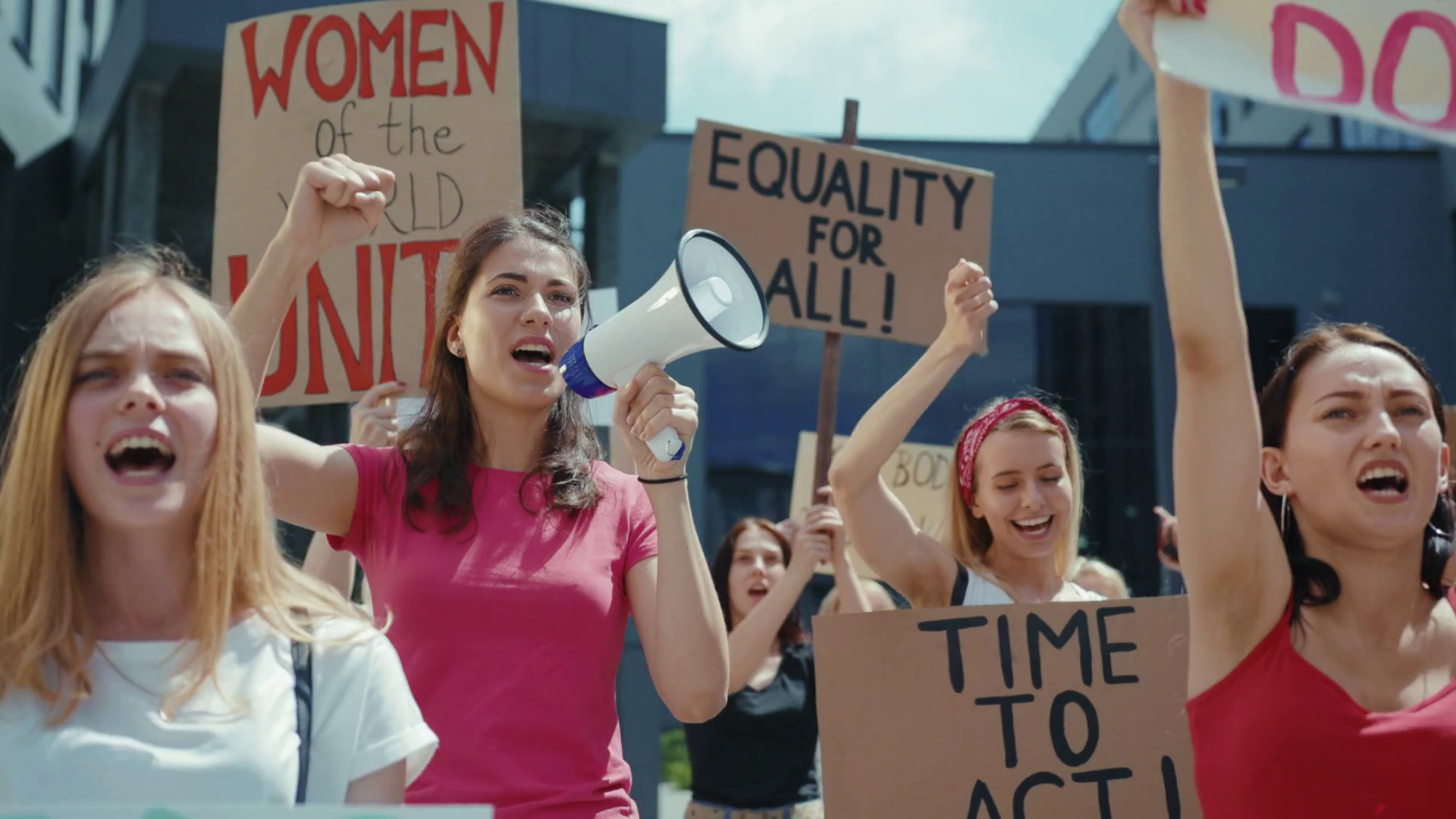 Empowered Women Boldly Marching Together In Stock Footage SBV-351914411 ...