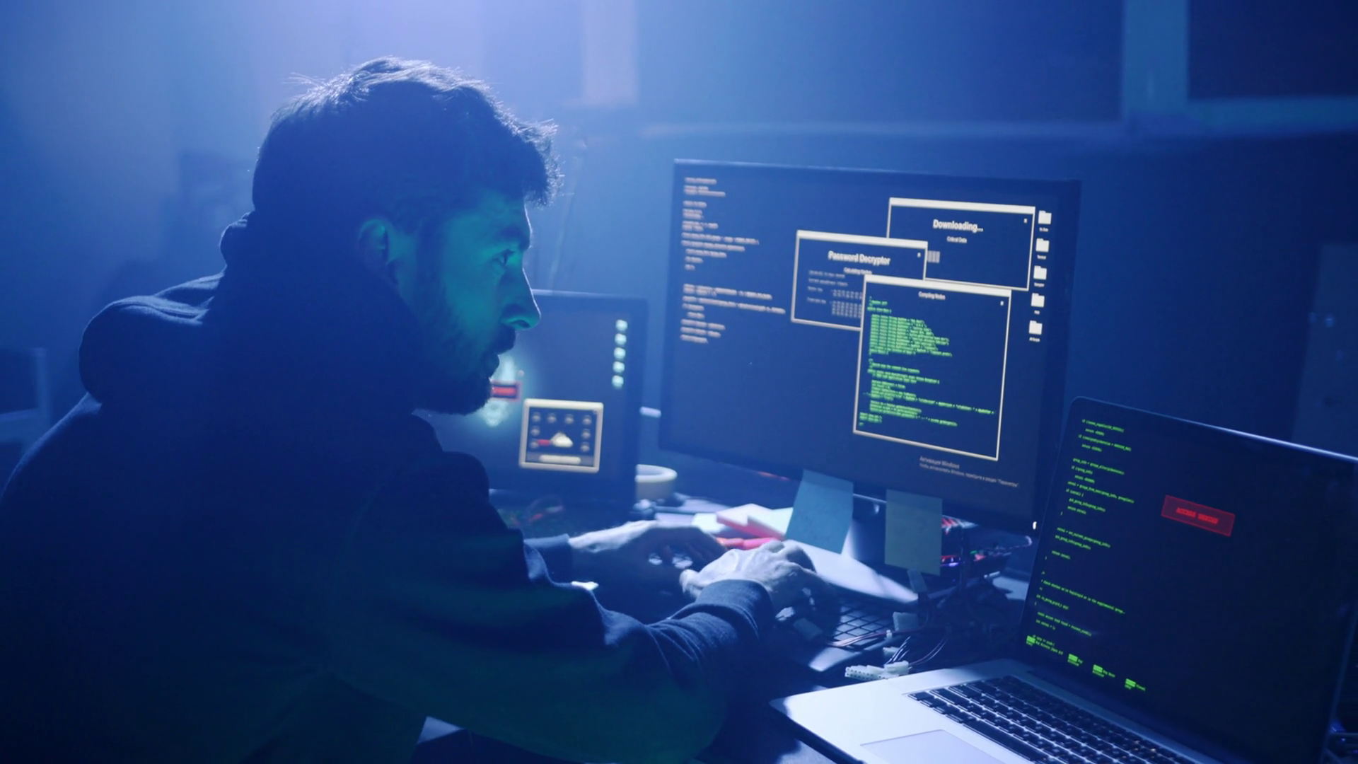 A Cybersecurity Expert Diligently Code In Stock Footage SBV-351912958 ...