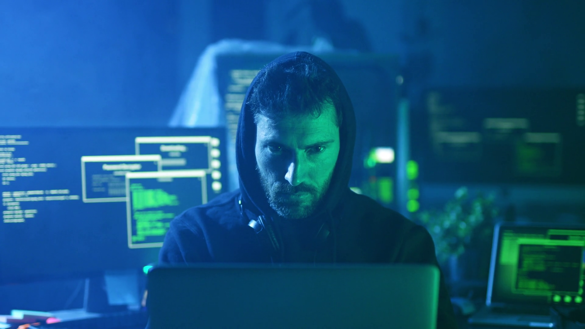 A Cybersecurity Expert Diligently Working On Stock Footage SBV ...