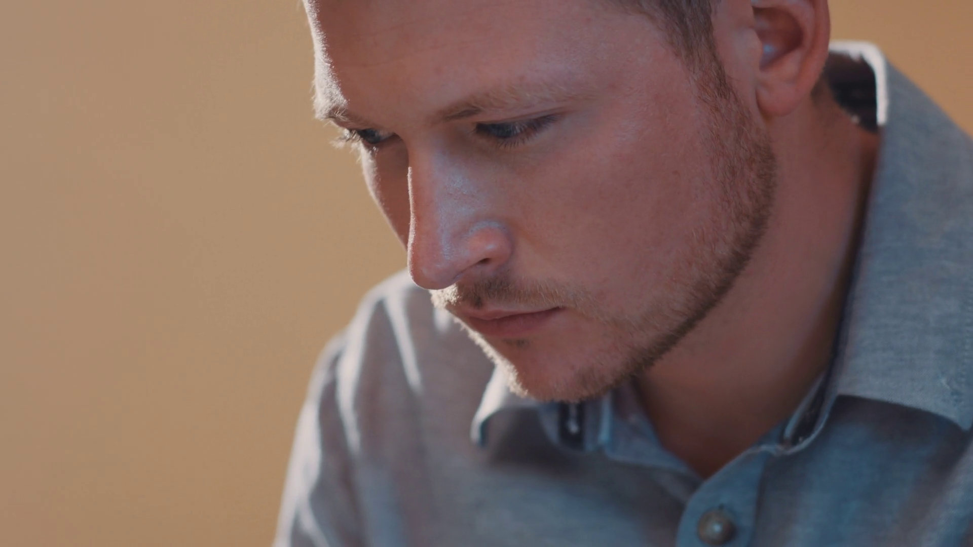 A Man's Face Plan Uses Laptop Look At Screen Stock Footage SBV ...