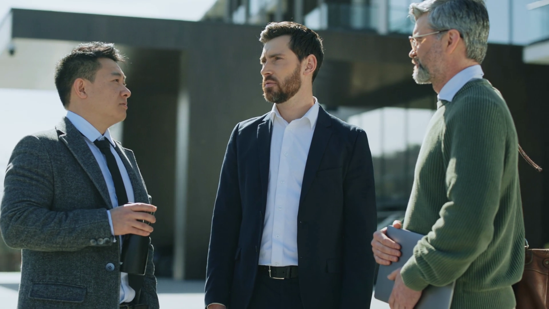 Men In Suits Gather Outside Building Stock Footage SBV-351933353 ...