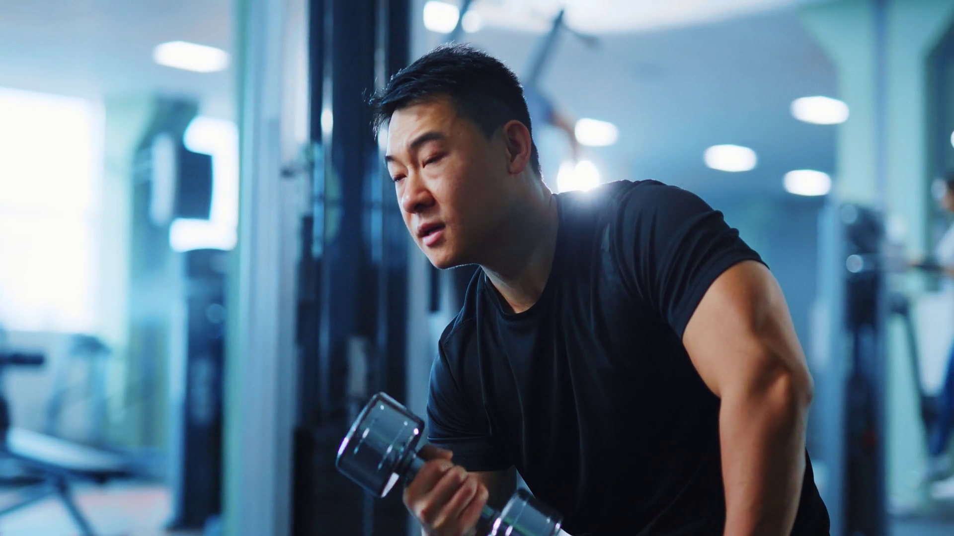 Muscular Asian Bodybuilder Man Training With Stock Footage SBV ...