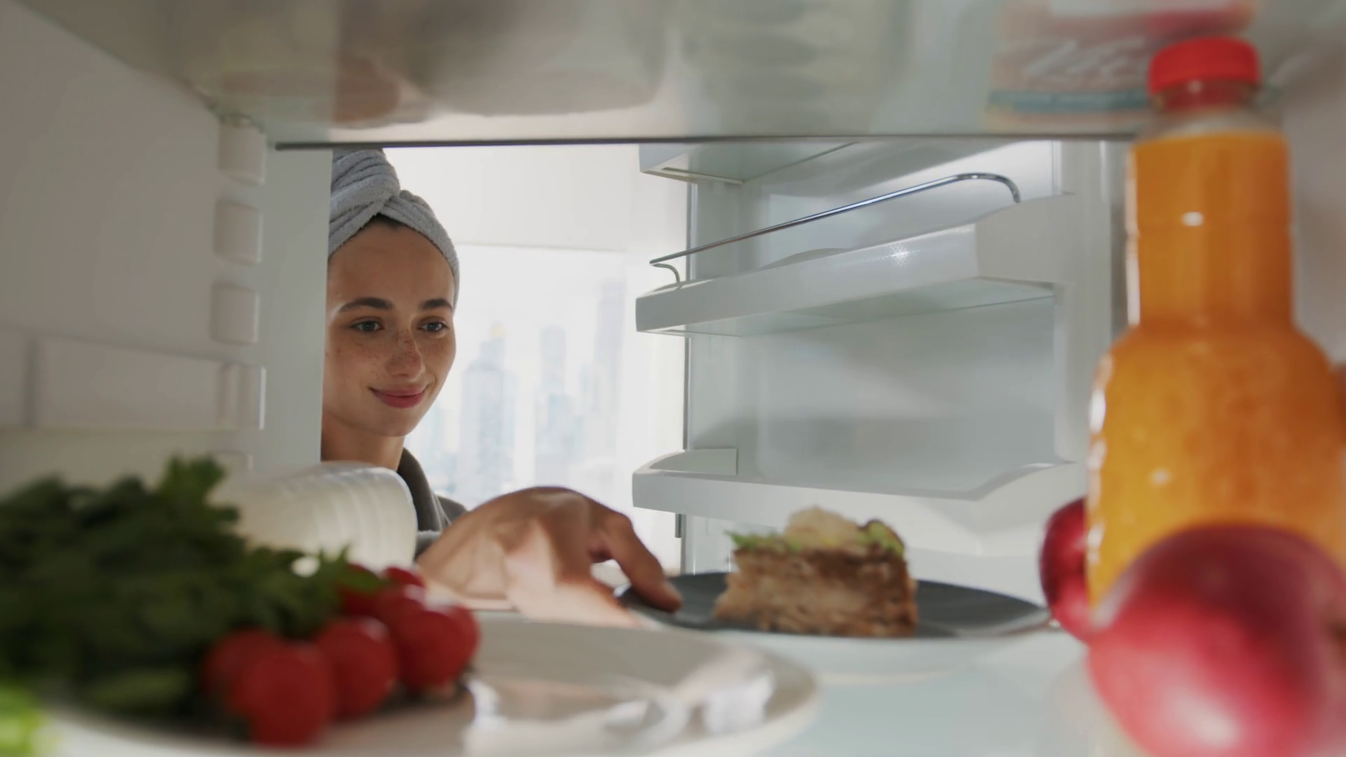 Beautiful Caucasian Woman In Robe Opens Stock Footage SBV-351978202 ...