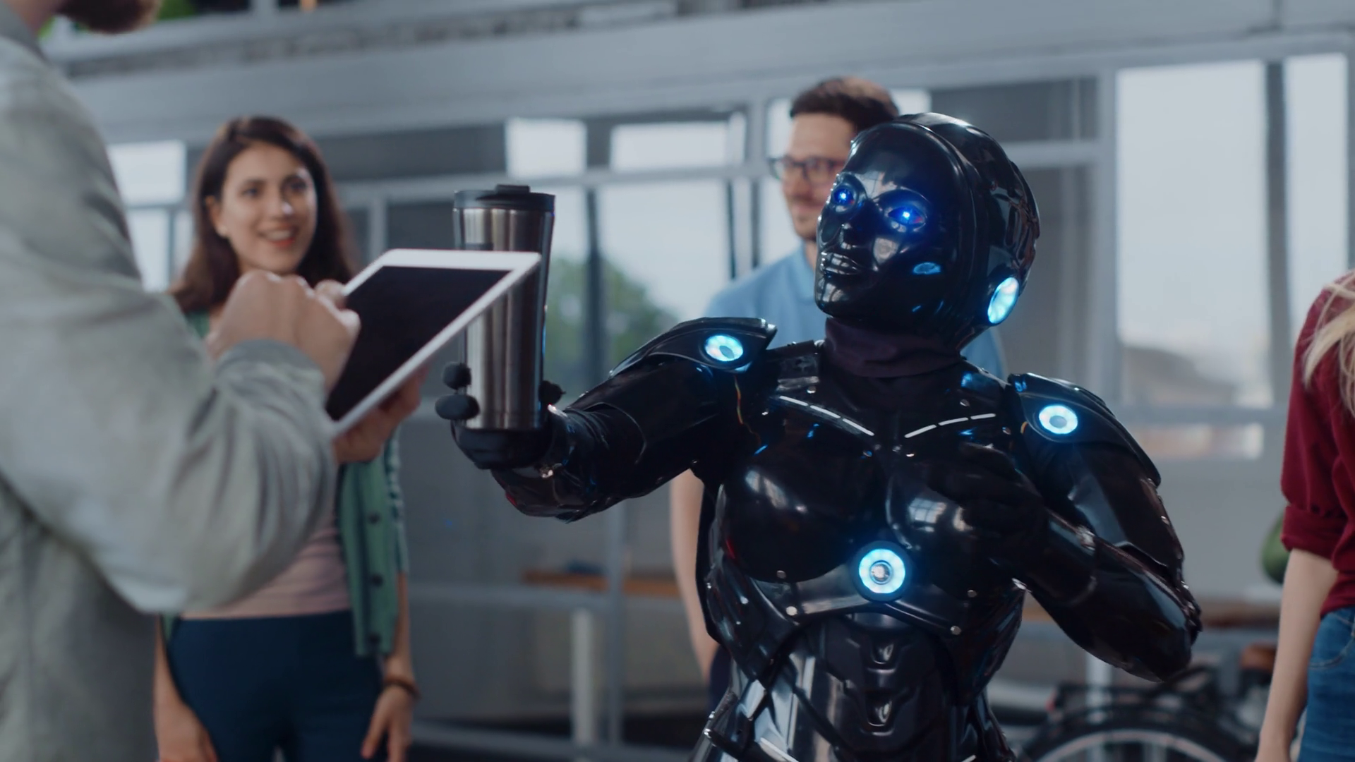 A Woman Collaborates With Friendly Robot In Stock Footage SBV-351945077 ...