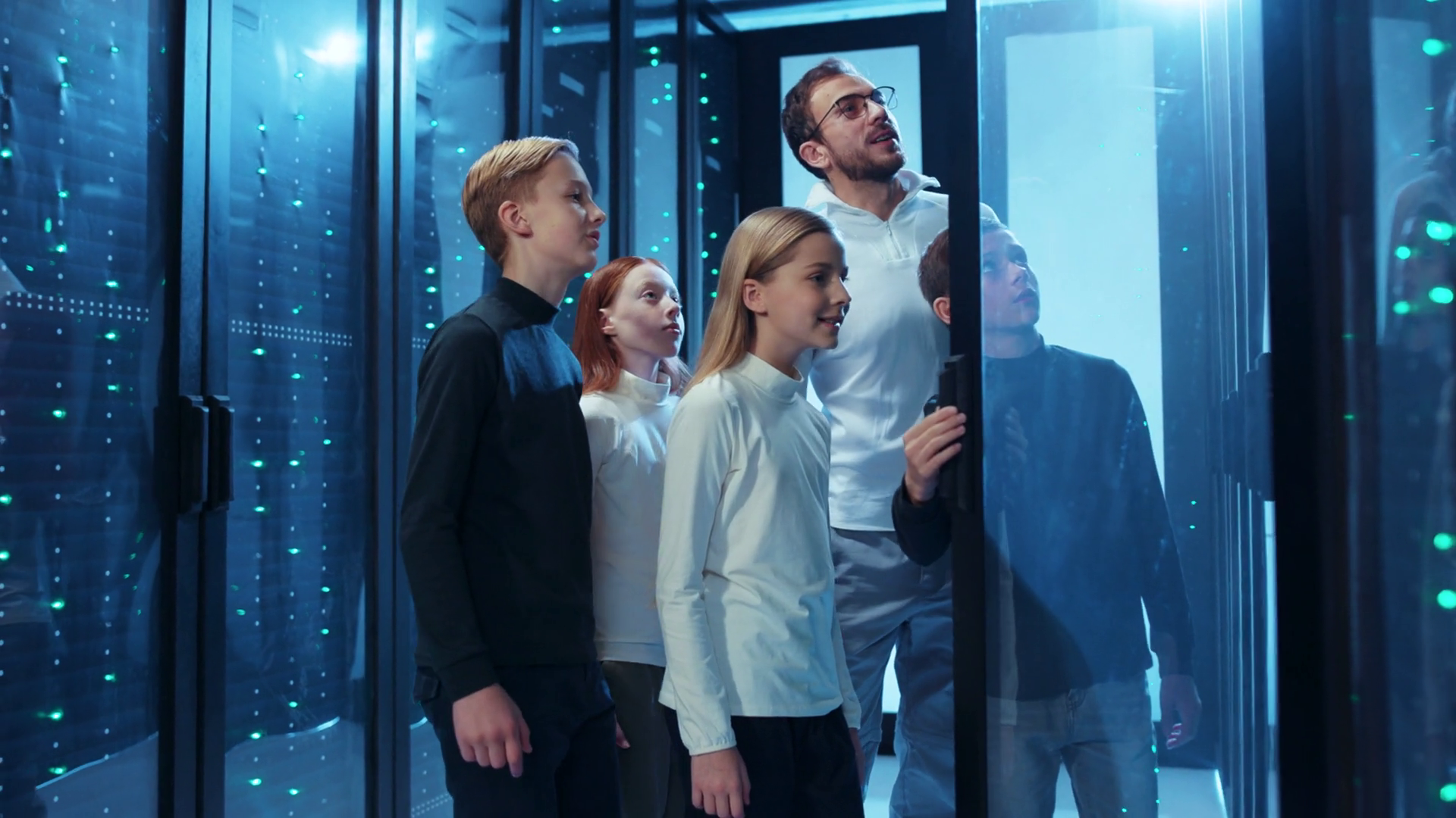 Children Explore Technology In Server Room Stock Footage SBV-351967548 ...