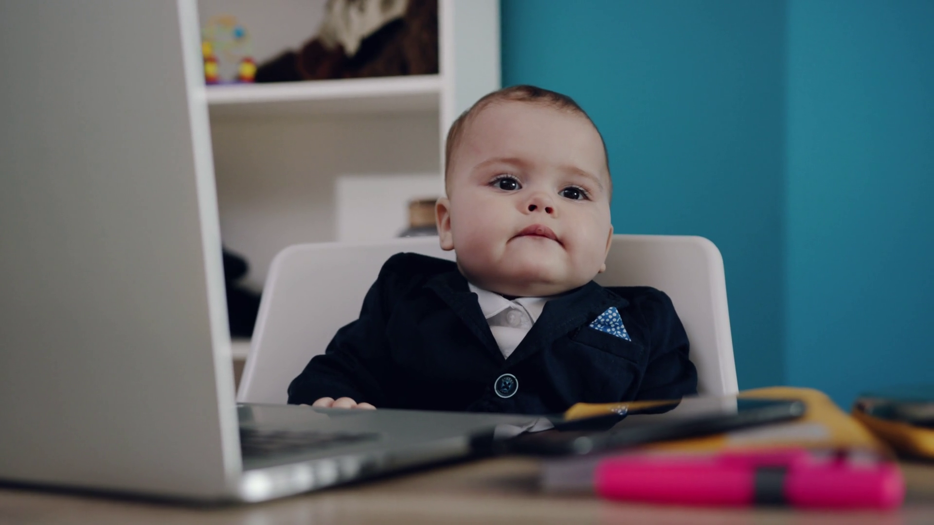 Adorable Baby Exploring Technology Devices Stock Footage SBV-351966837 ...