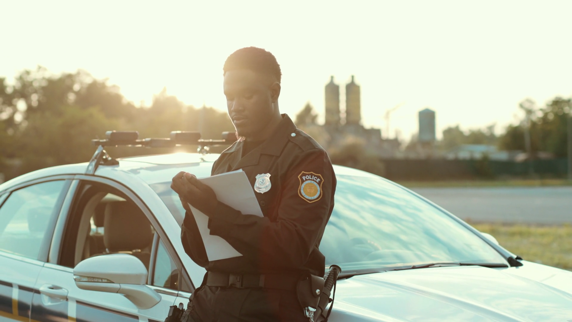 A Police Officer Is Conducting Duty Patrol Stock Footage SBV-351966138 ...