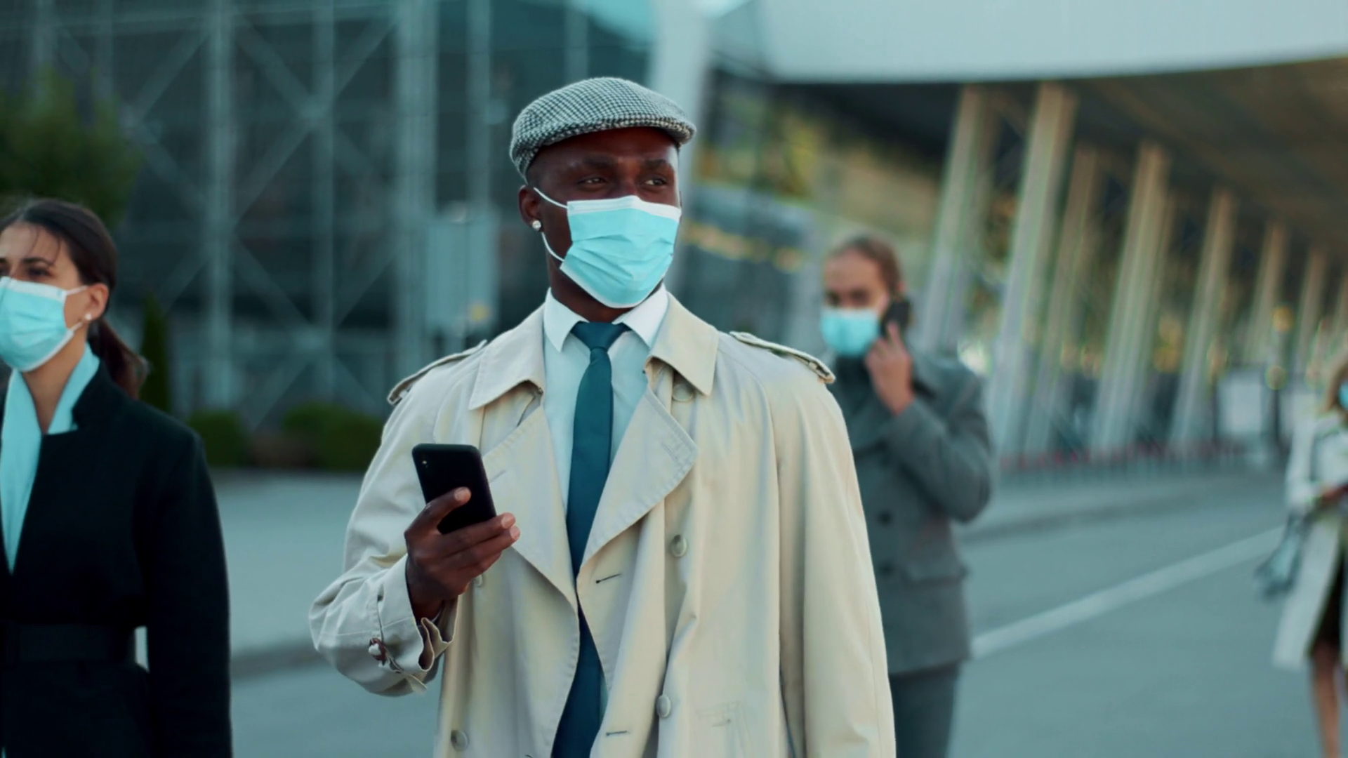 A Group Of Urban Professionals Wearing Masks Stock Footage SBV ...