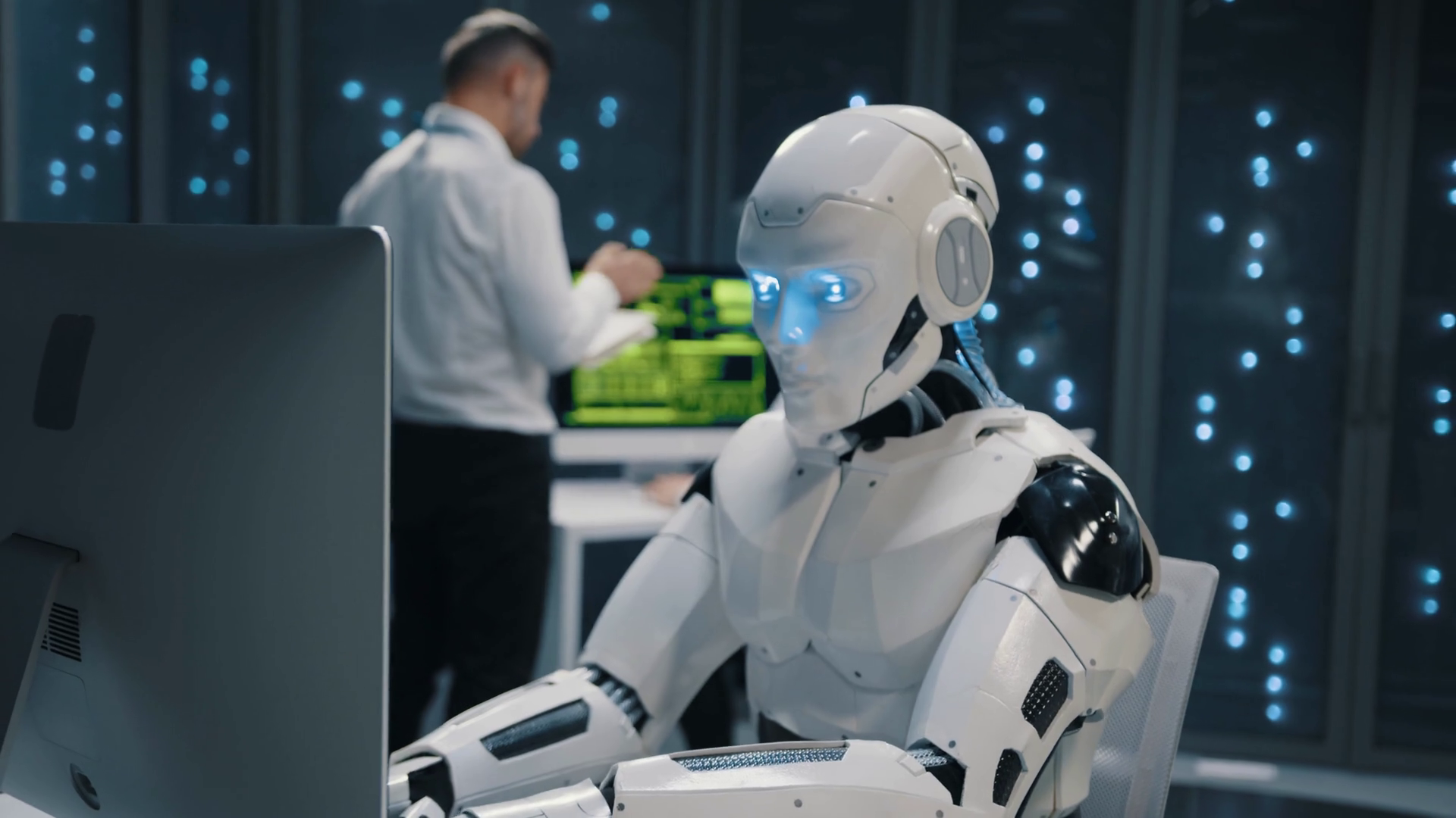 Robot Working On Computer Programming Stock Footage SBV-351965098 ...