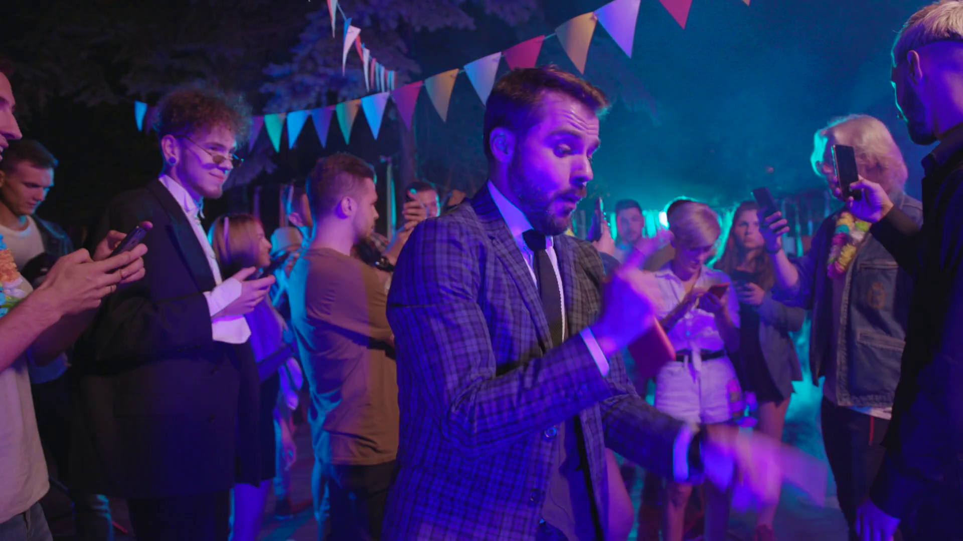 A Vibrant Lively Night Party Scene Featuring Stock Footage SBV ...