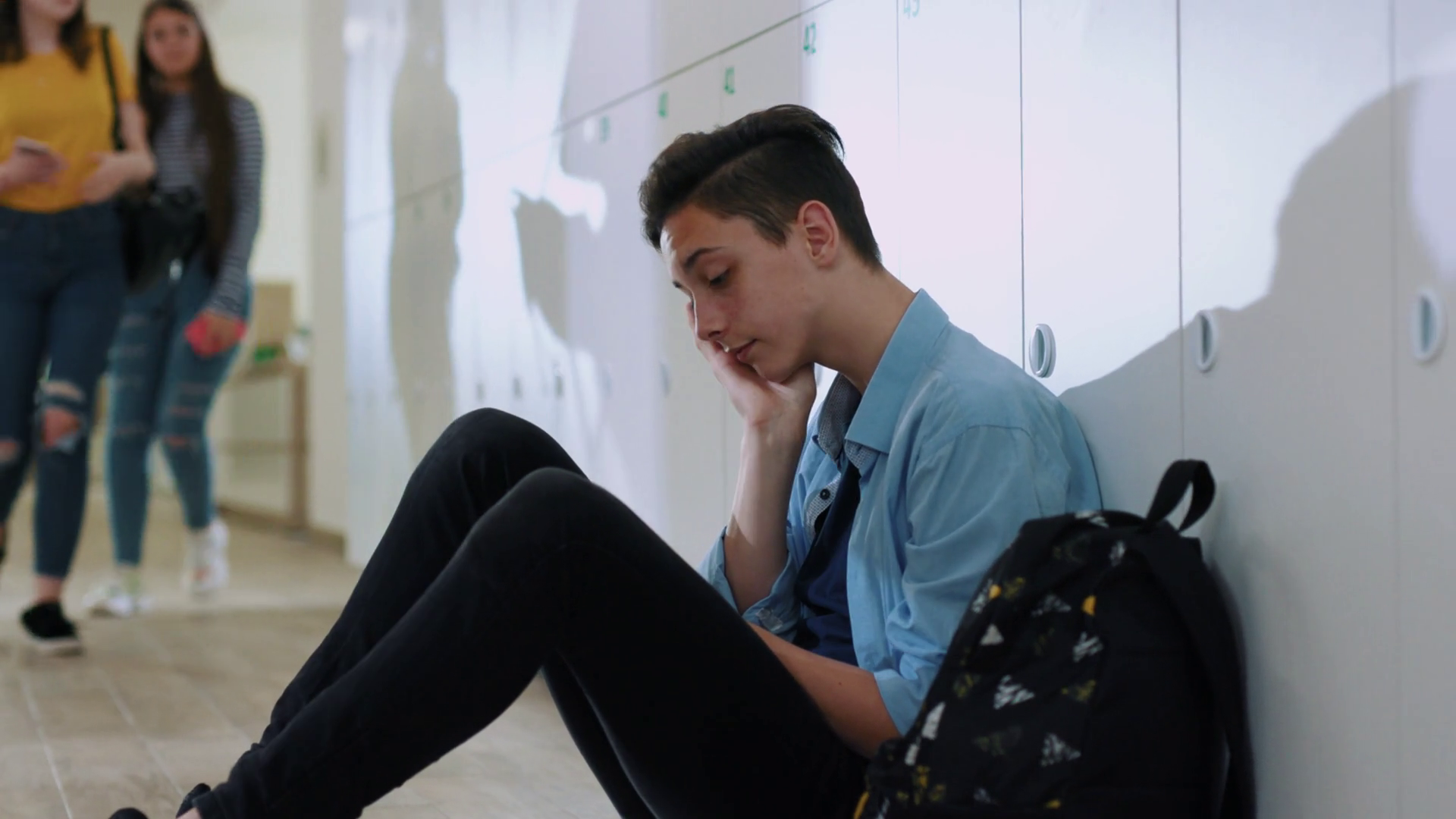 Profile Portrait Of Bored Sad Schoolboy Stock Footage SBV-351999312 ...