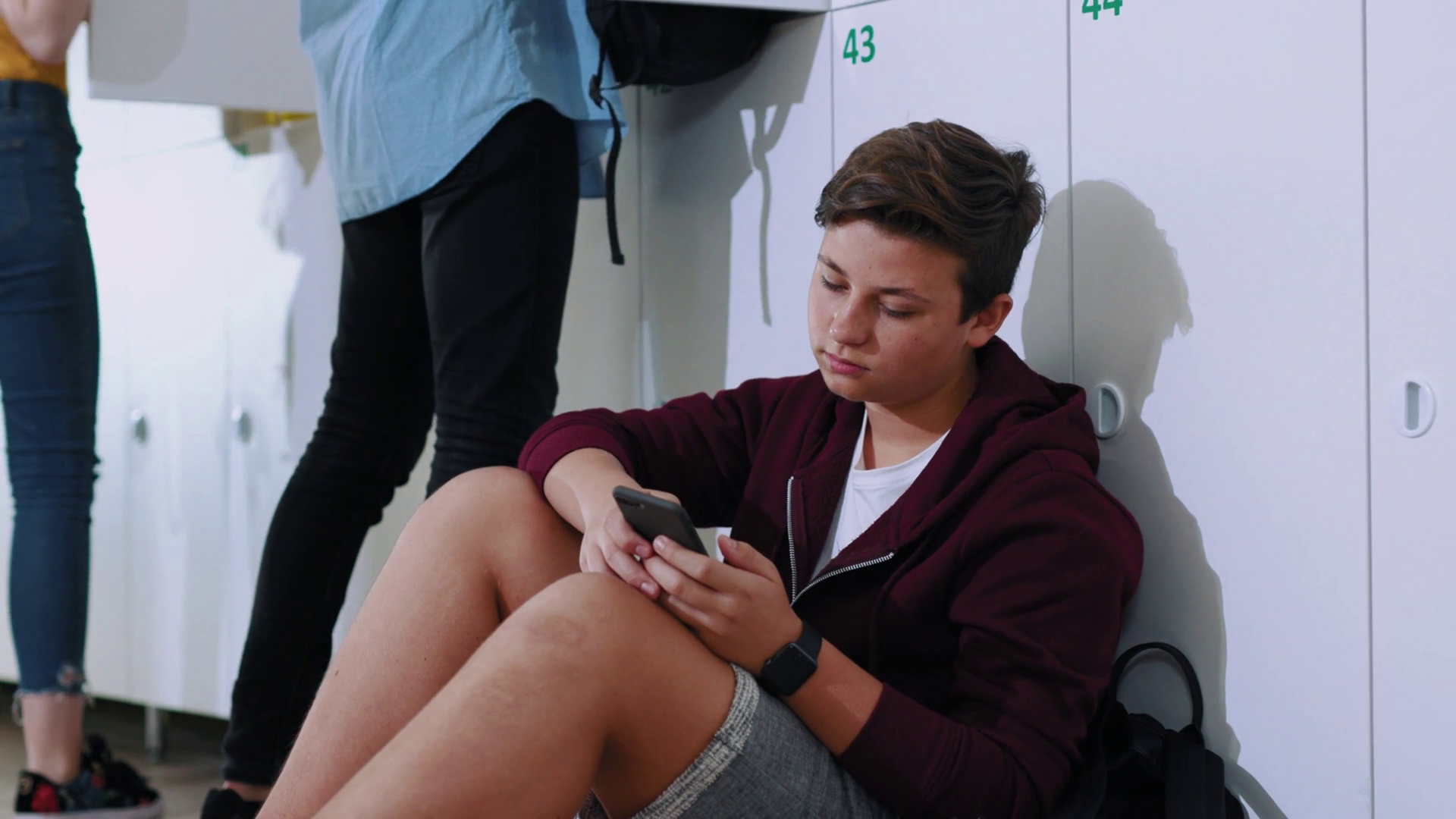 Bored Teenage Student Using Mobile Phone Stock Footage SBV-351985360 ...