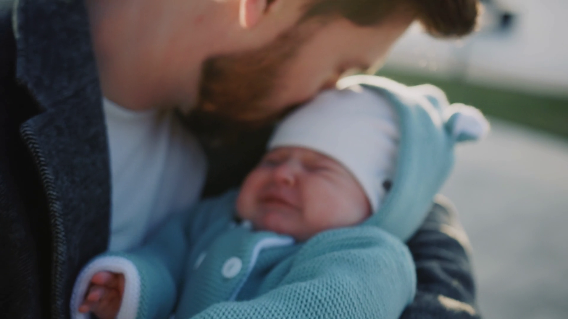 Dad Hugs Kisses Little New Born Daughter Stock Footage SBV-351856101 ...