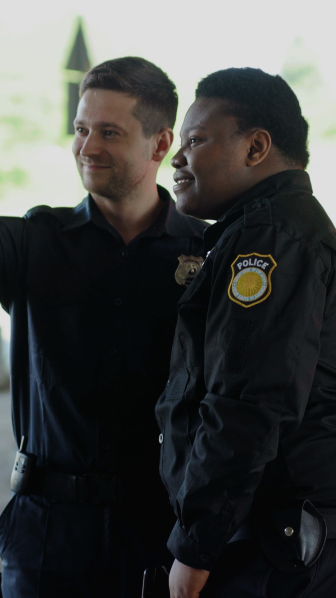 Two Police Officers Share Joy Laughter Fun Stock Footage SBV-353074176 ...