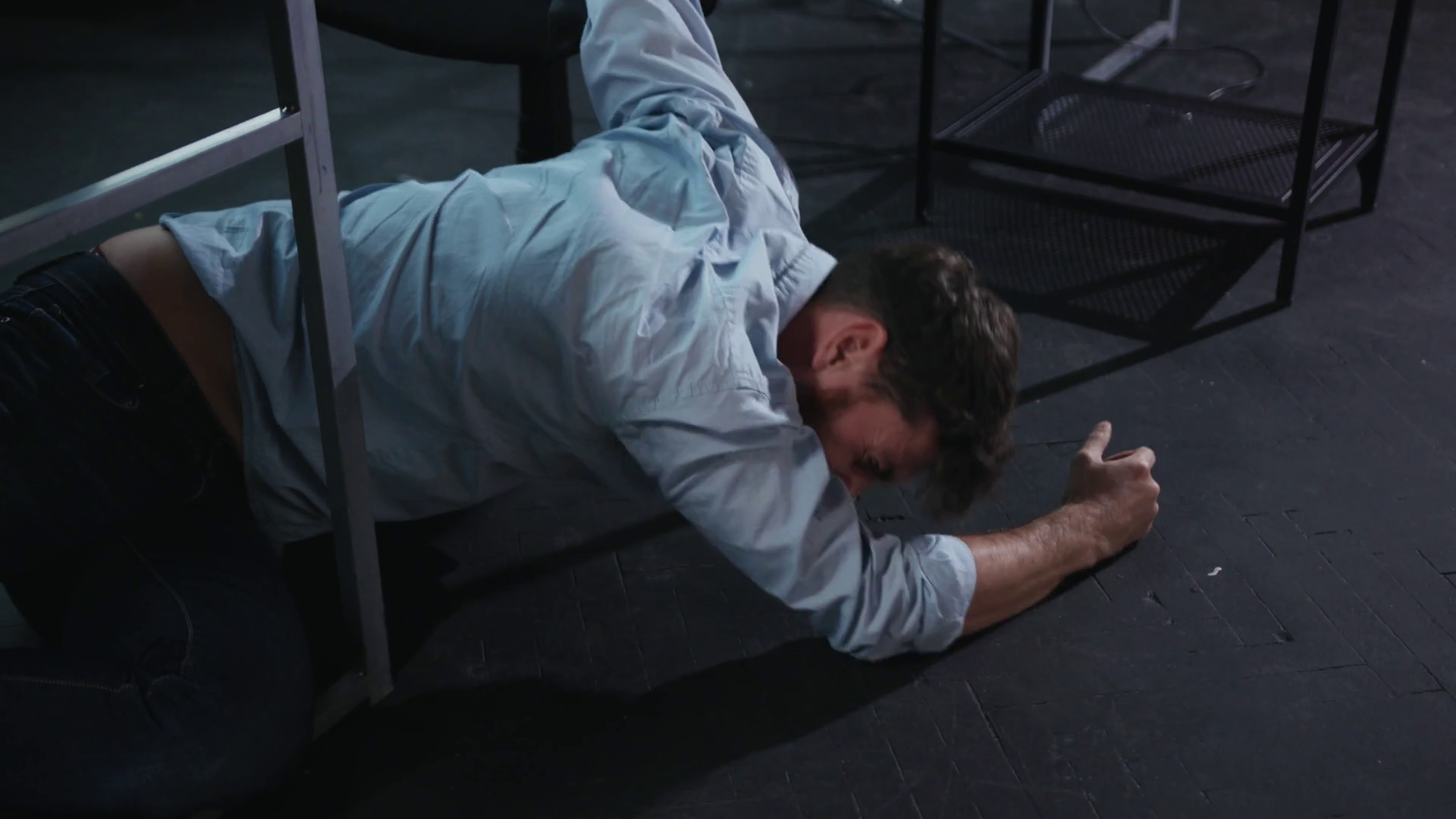 A Man Has Tragically Fallen Onto Floor Stock Footage SBV-351913898 ...