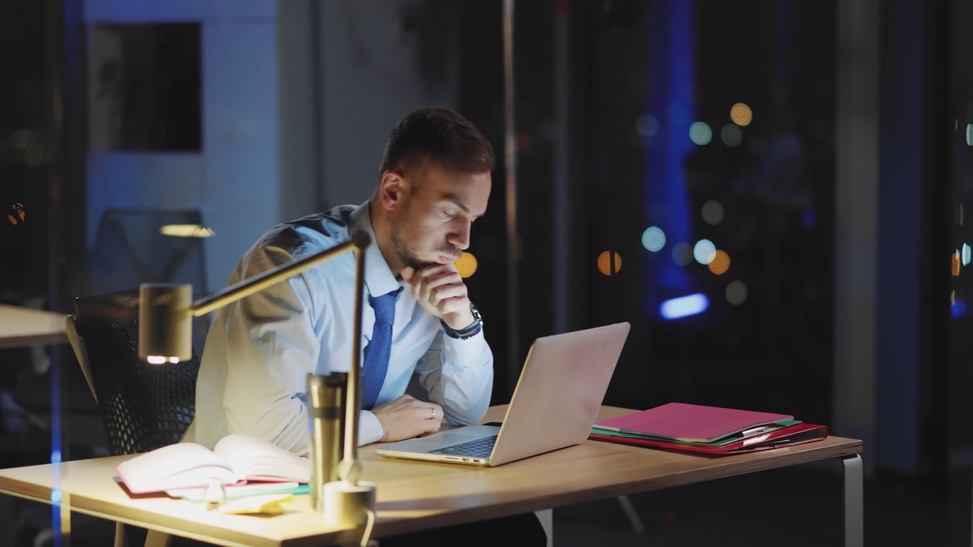 Workaholic Employee Sitting Long Hours At Stock Footage SBV-351909636 ...