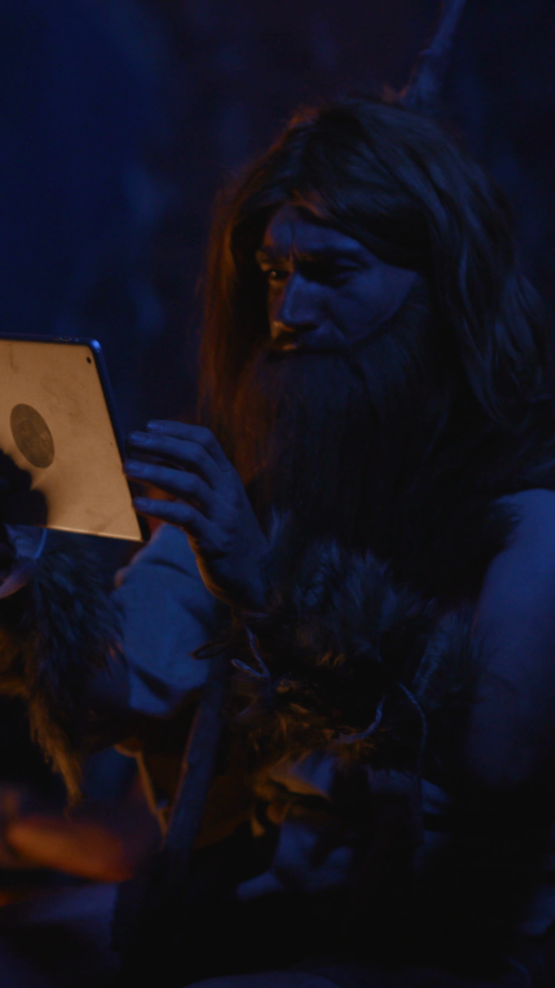 Caveman Using Modern Technology Fascinating Stock Footage SBV-353094622 ...