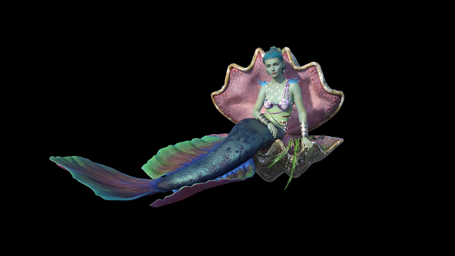 Beautiful Mermaid Animation Transparent Stock Motion Graphics SBV ...