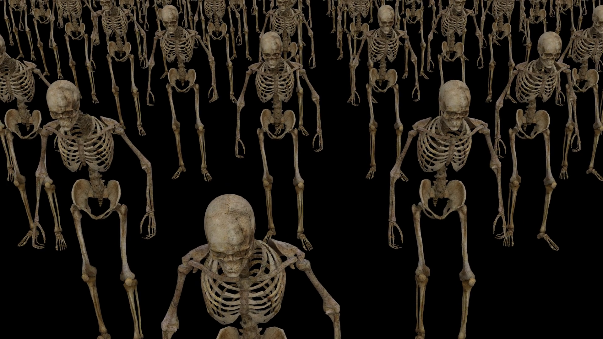Skeleton, Crowd of Skeletons Moves forward, transparent background ...