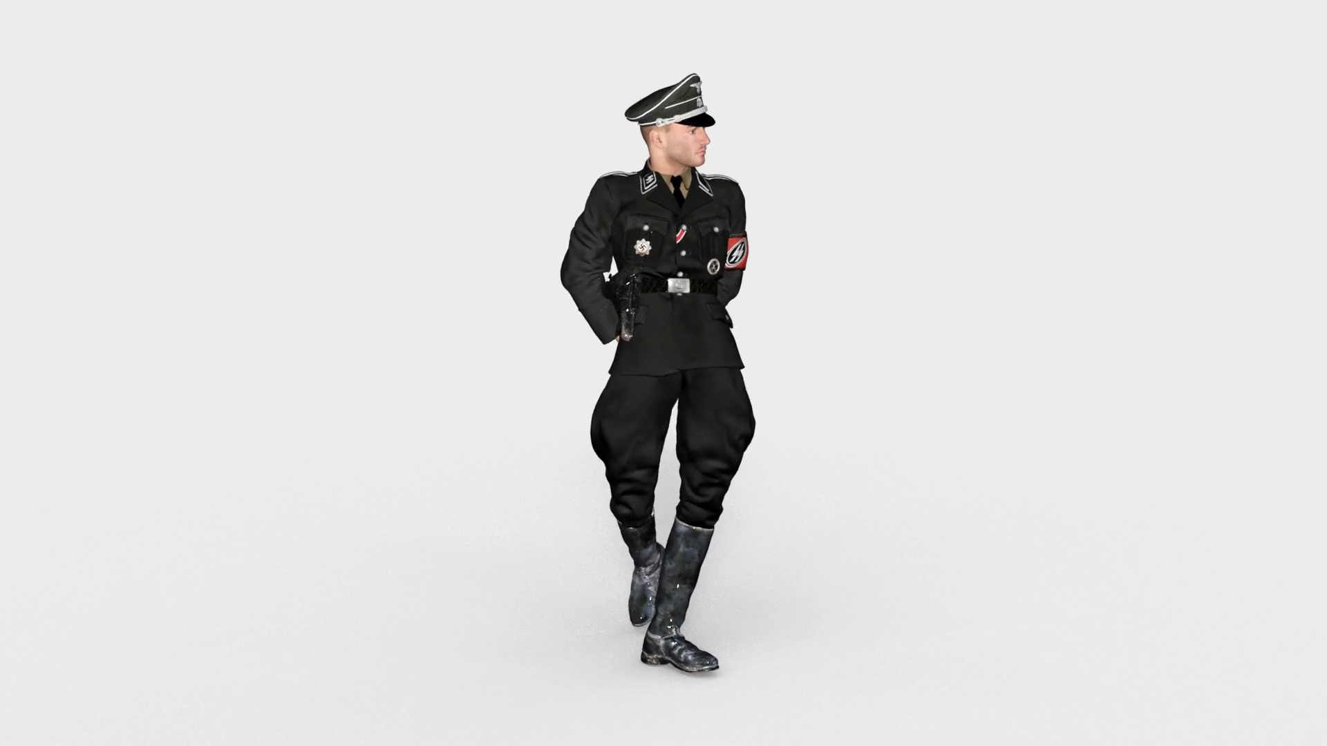 character in the German SS Black Uniform, Animation, Alpha Chanel ...