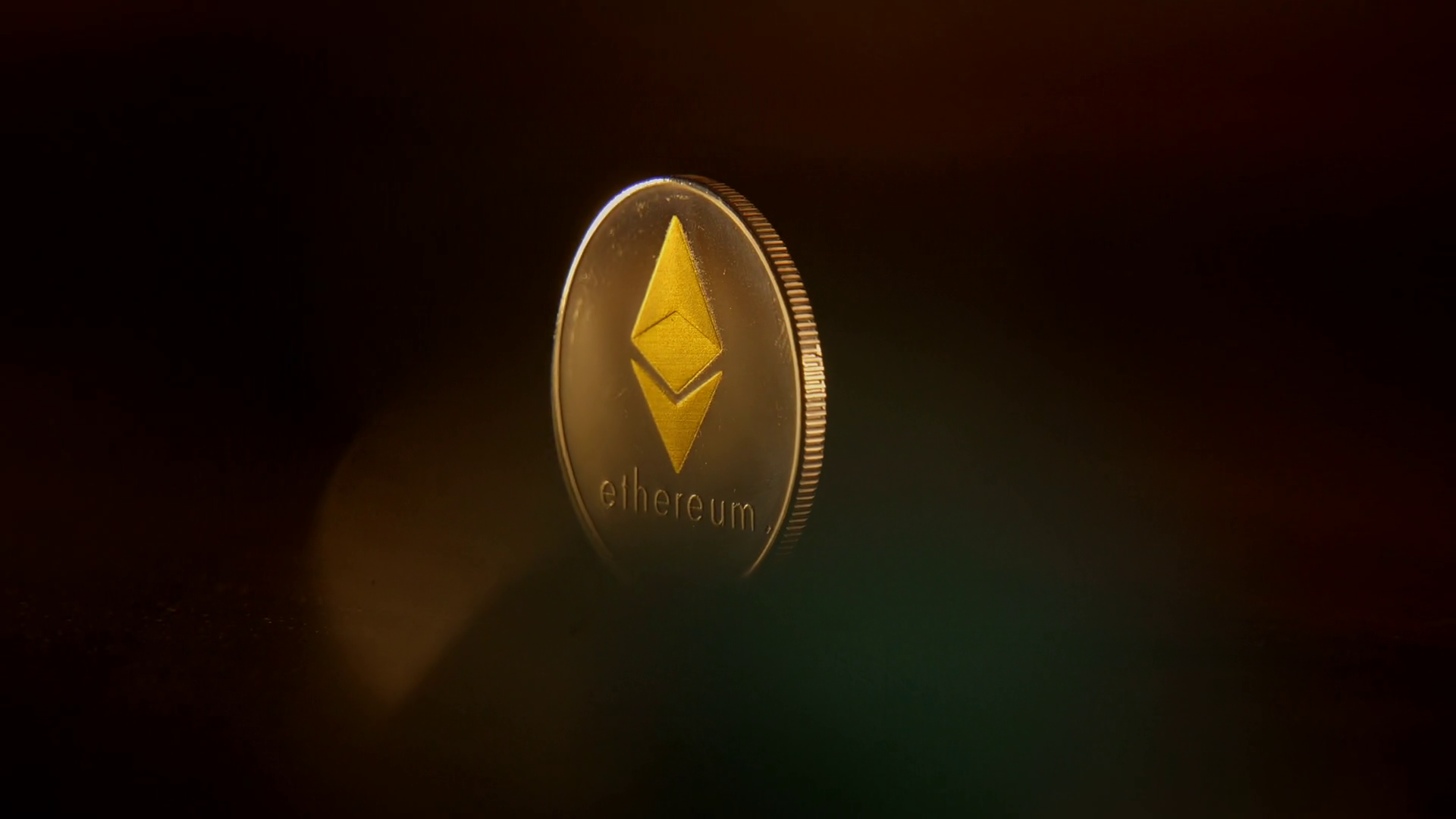 A Gleaming Ethereum Coin Set Against Dark Stock Footage SBV-351681741 ...